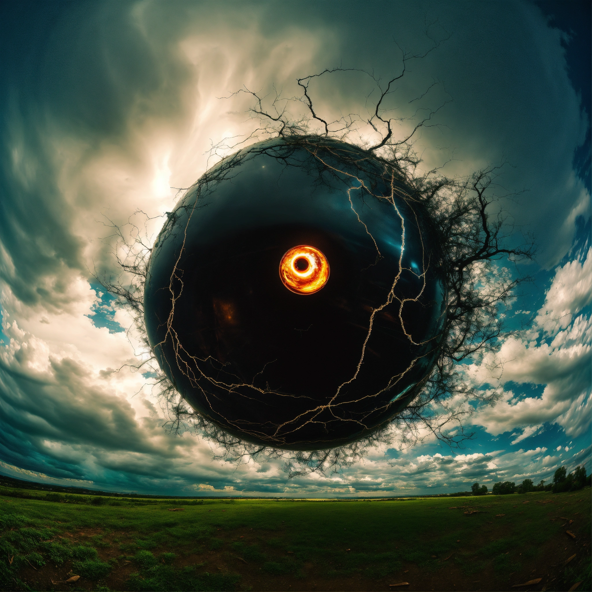 Lexica - Photo fish eye 3d Digital art Black strange object odd shape ...