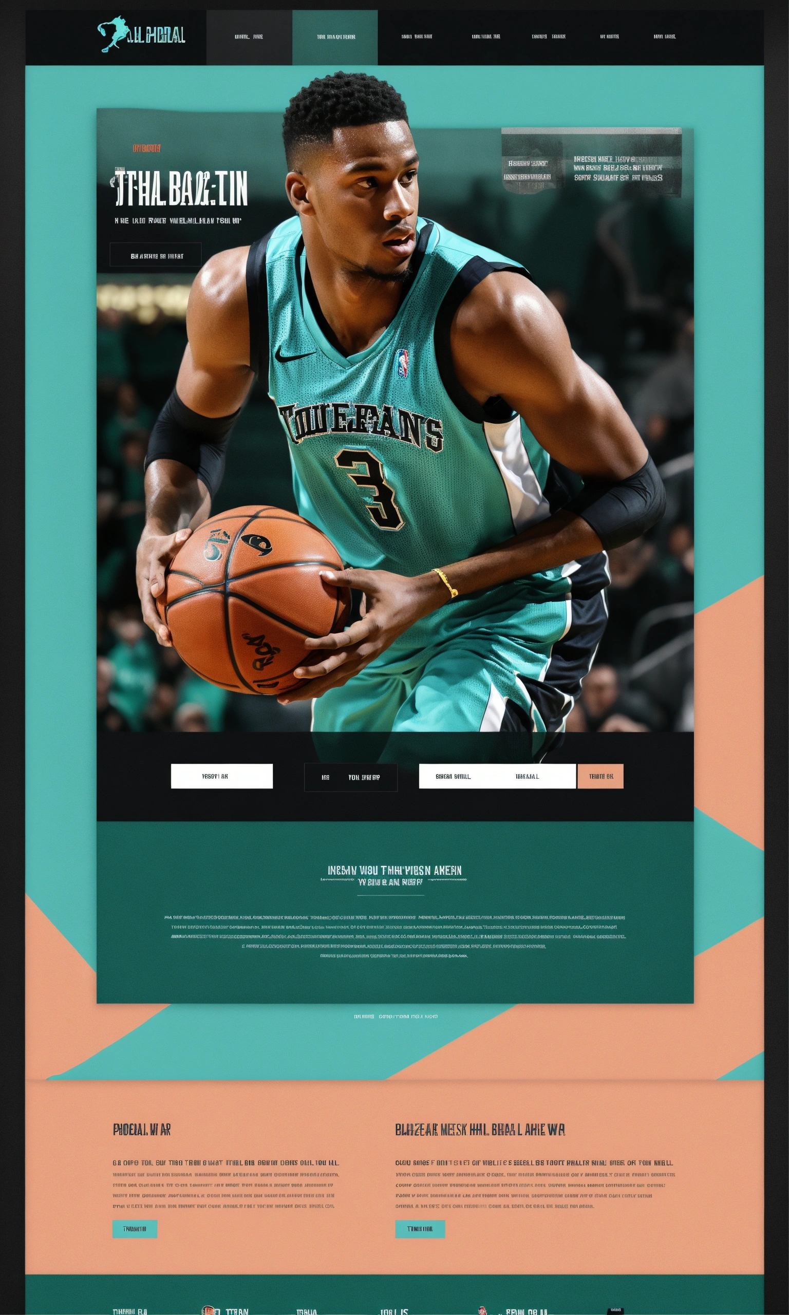 Lexica - Basketball website design in shades of tiffany and black
