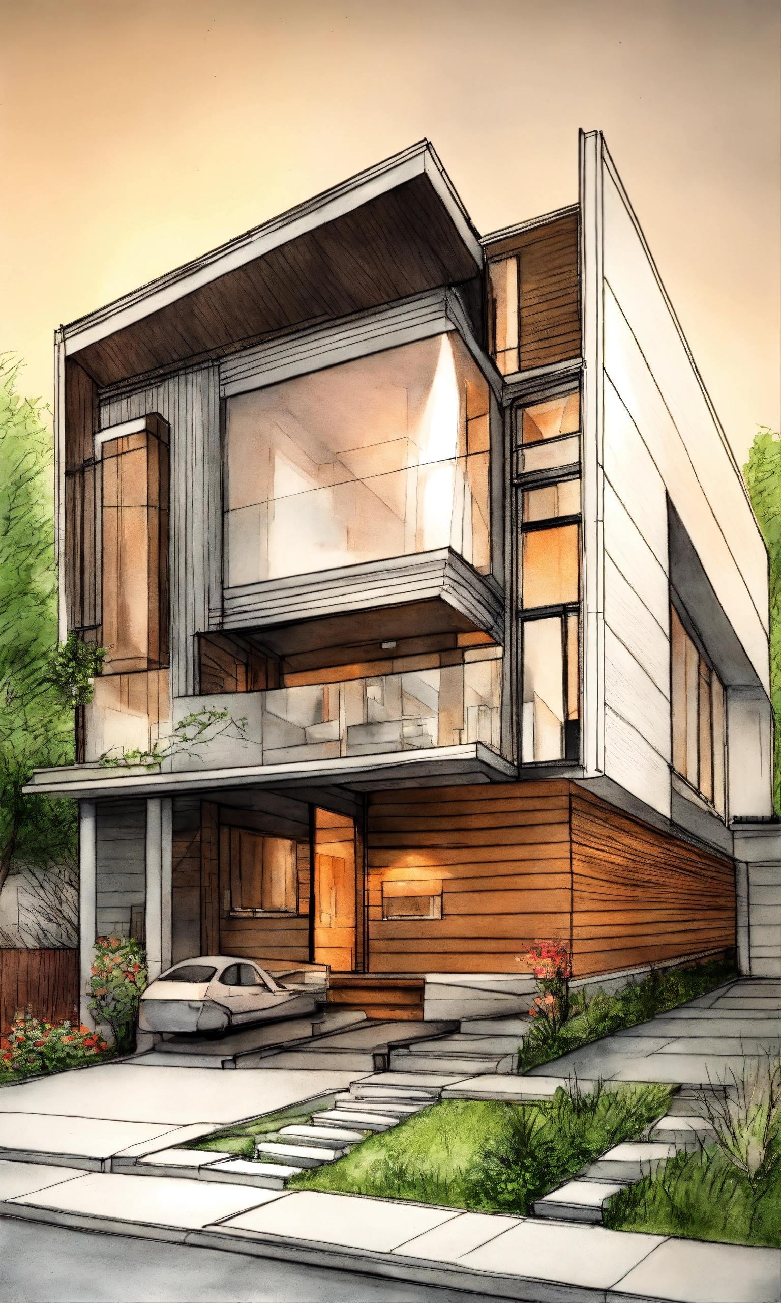 Lexica - Make a skatch of a modern house using pencil and paper