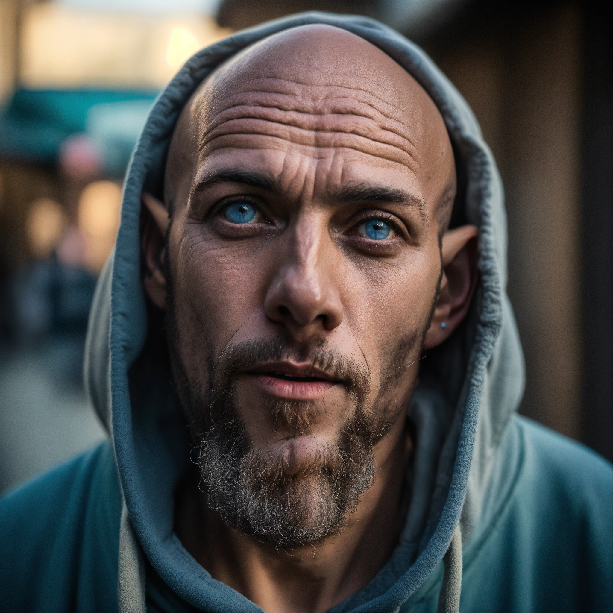 Lexica - A HUGE HOMELESS MAN WITH A HUGE LUMPY BALD HEAD, A FOLD OF ...