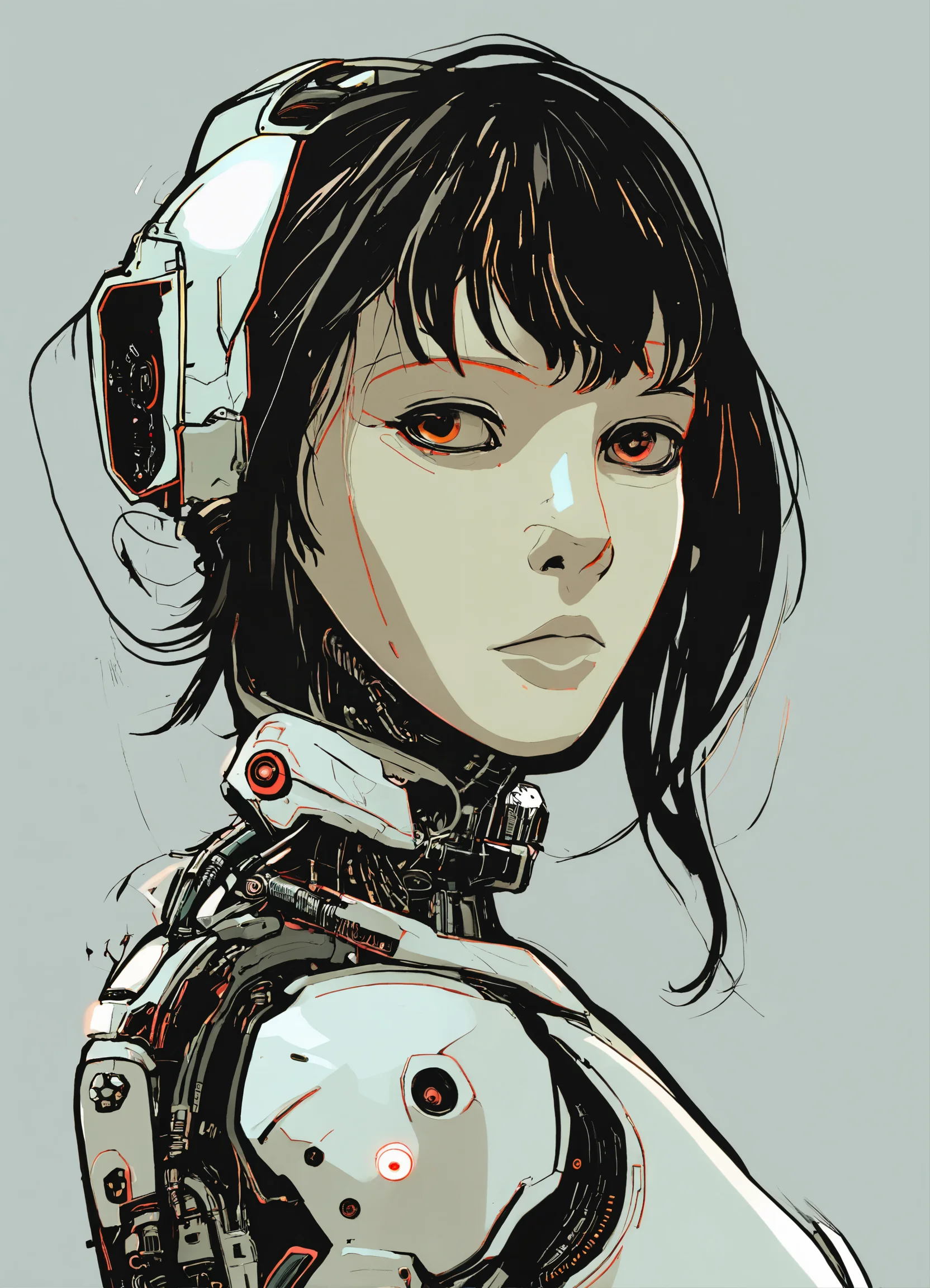 Lexica - Simple illustration of a young female cyborg, sci fi, humanoid ...