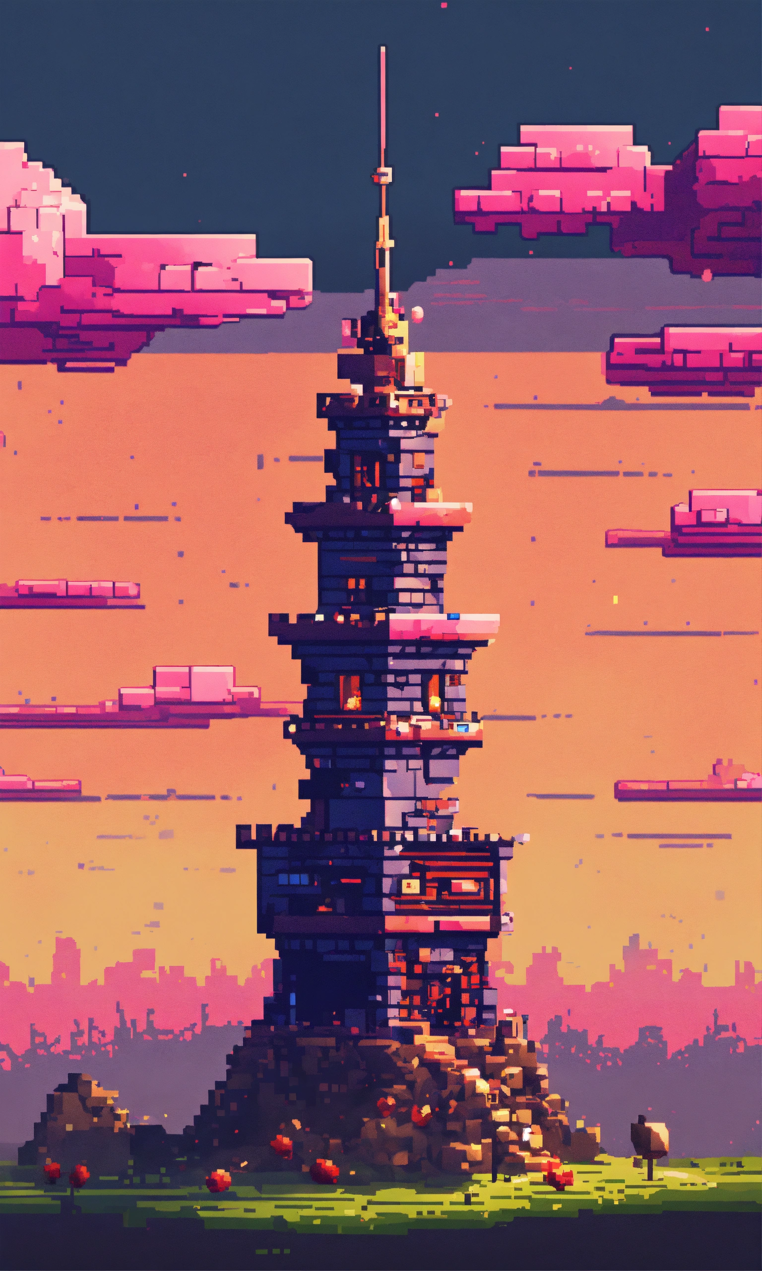 Lexica - Simple blocky pixel sprite image a tower under siege by AI ...