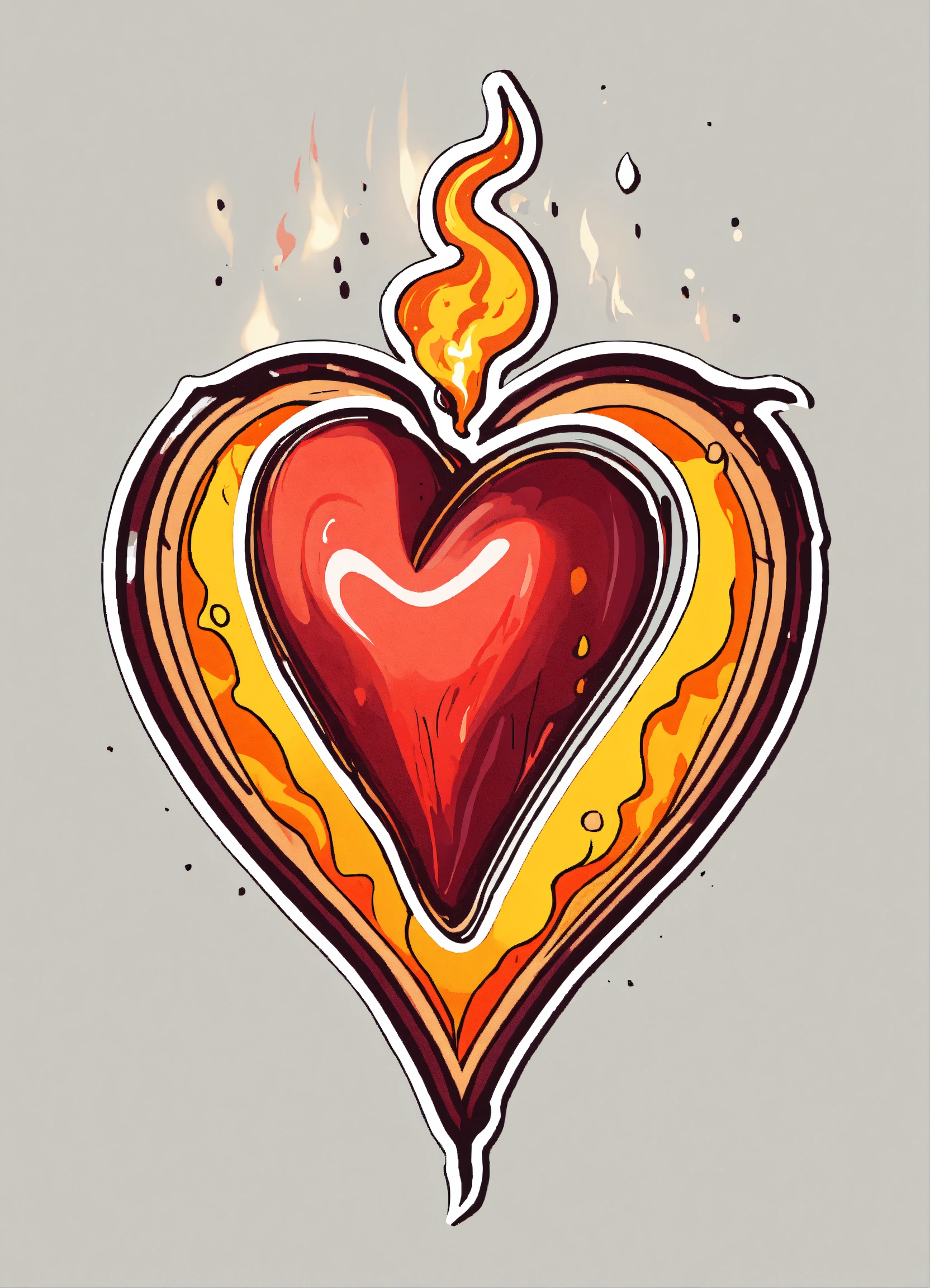 Lexica - Sticker, burning heart, melting heart, cute, stylized ...