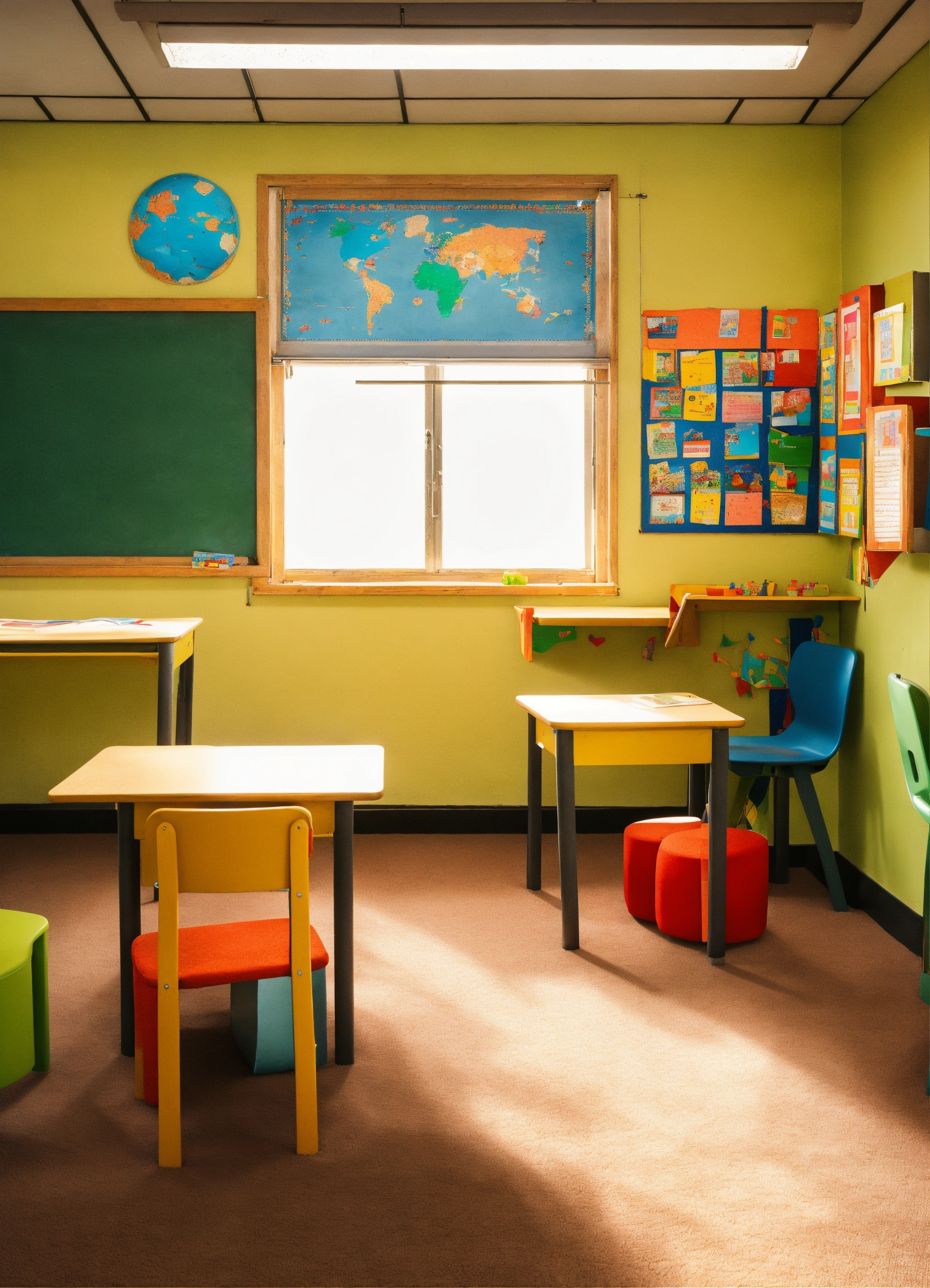 Lexica - Classroom interior for grade 3 with reading corner and carpet