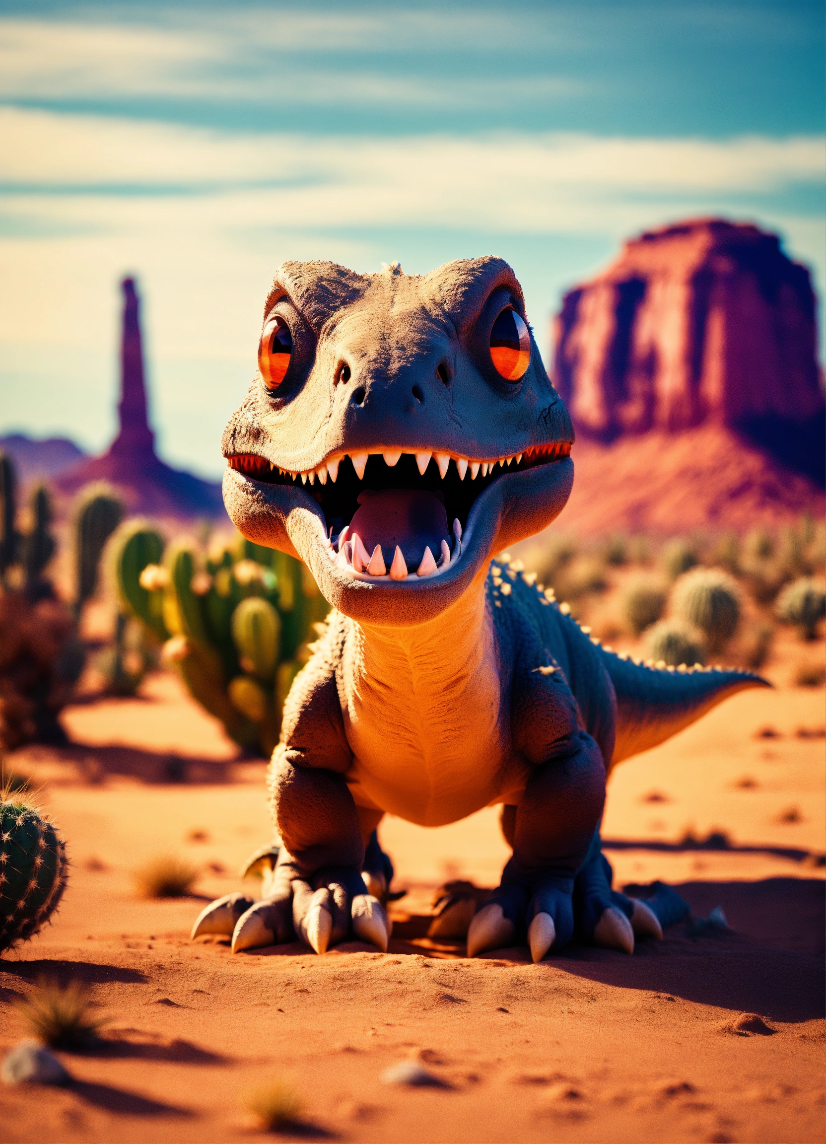 Lexica - An adorable and fluffy t-rex dinosaur with big color eyes, in ...