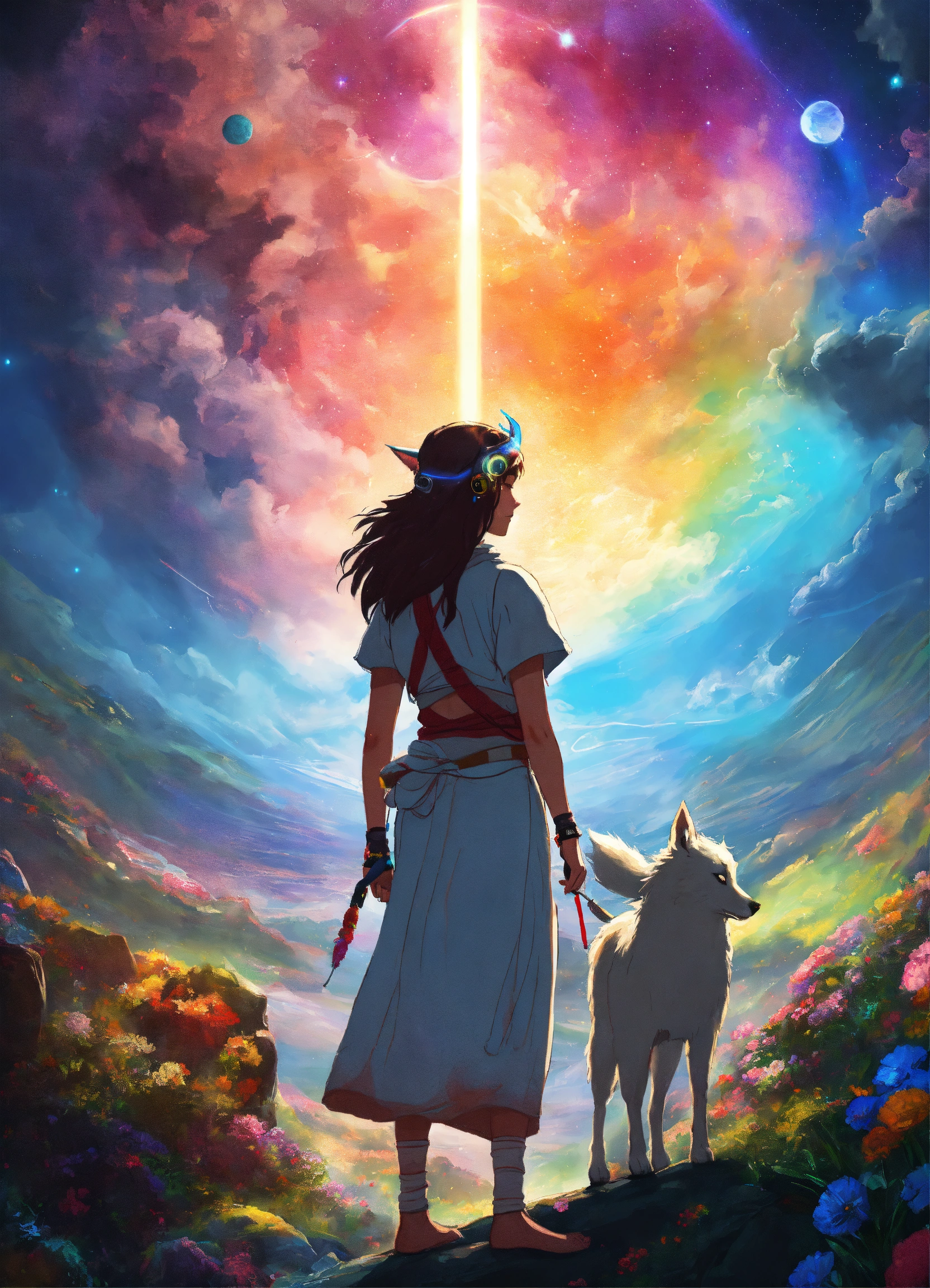 Lexica - Cyberpunk digital painting of princess mononoke, in space ...