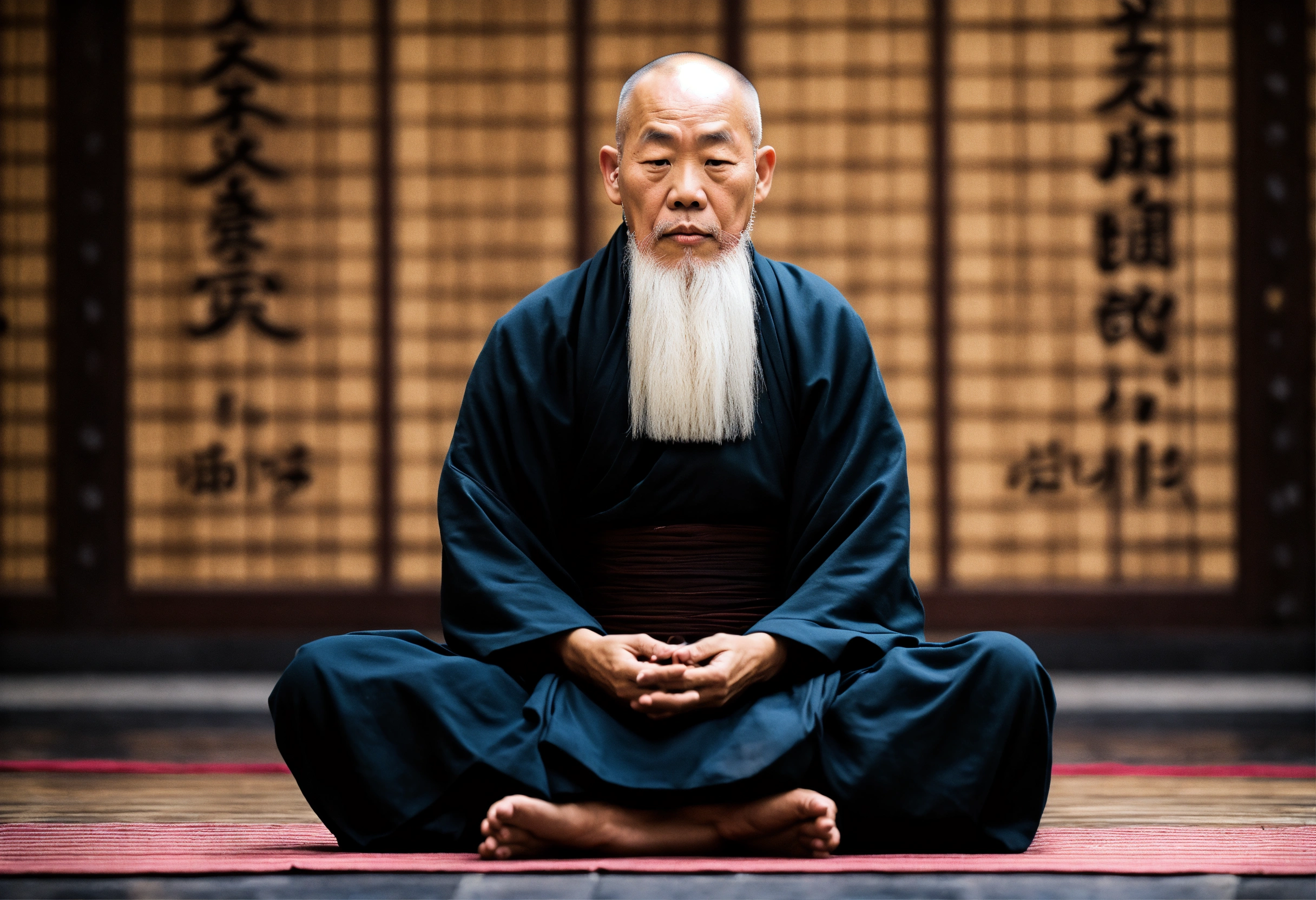 Lexica - Wise zen monk with white beard sitting in meditation