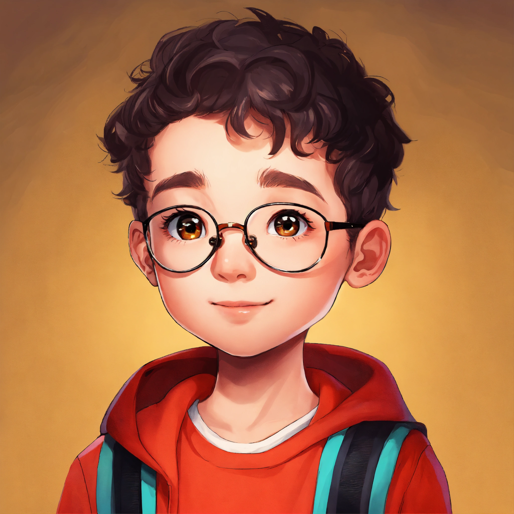 Lexica - No body, only face, plain background, smart kid, cartoon, profile picture