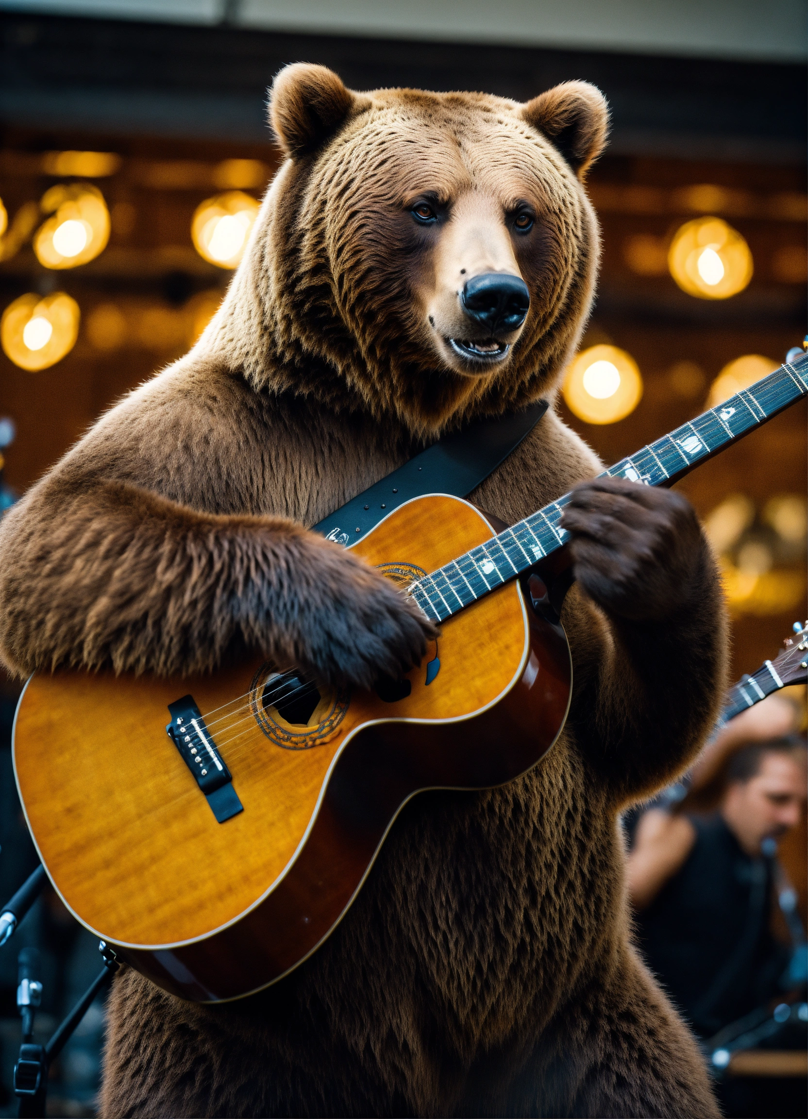 Lexica - Grizzly bear holding guitar, best quality, real picture ...