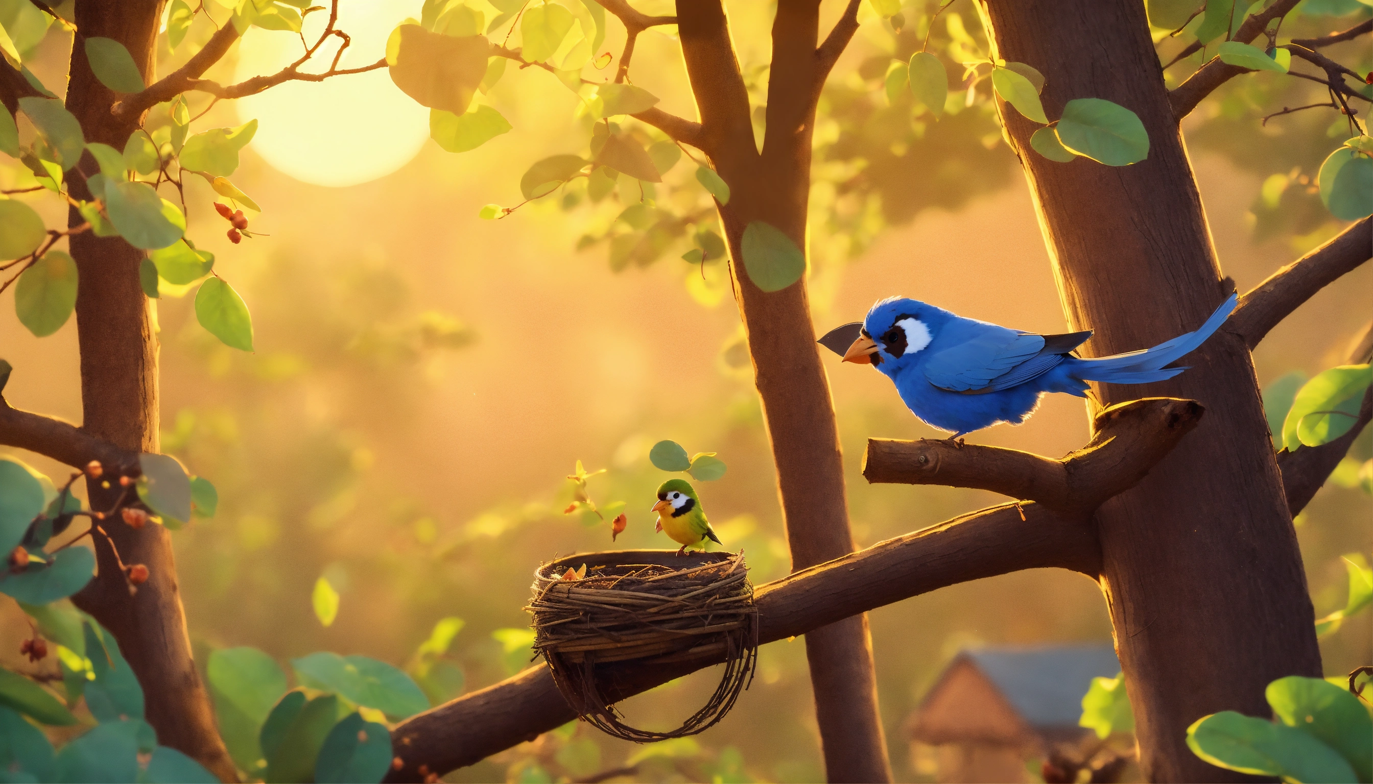 Lexica - Hello, birdie. He sings on the tree branch, making a cozy nest ...