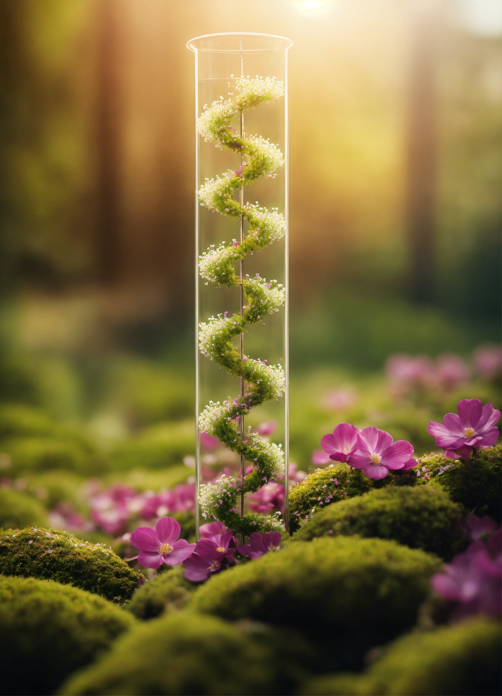 Lexica - Moss dna helix with flowers, luxury, clean, smooth, elegant ...