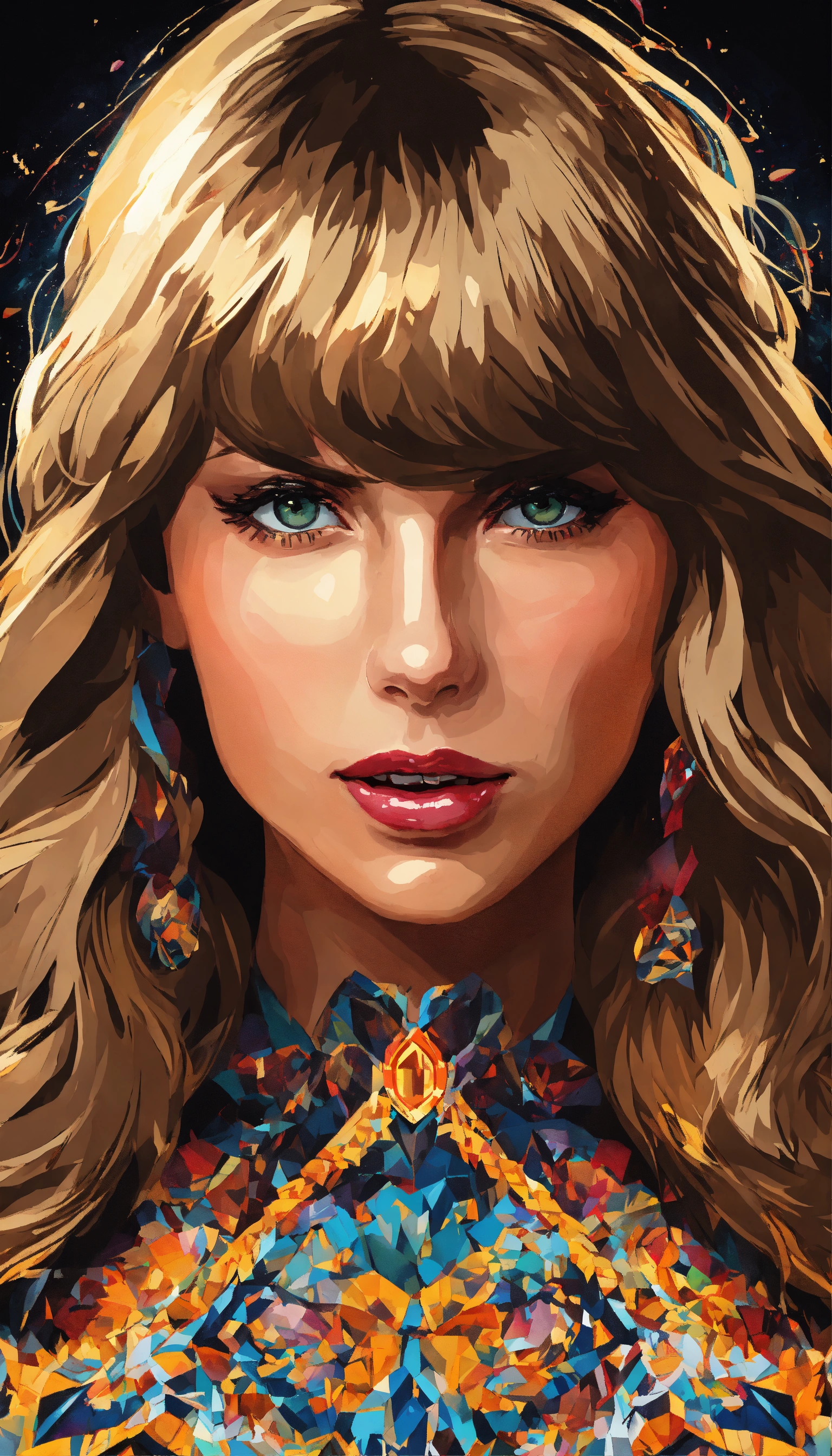 Lexica - Taylor Swift, illustration, 2d, black flat background, flat ...