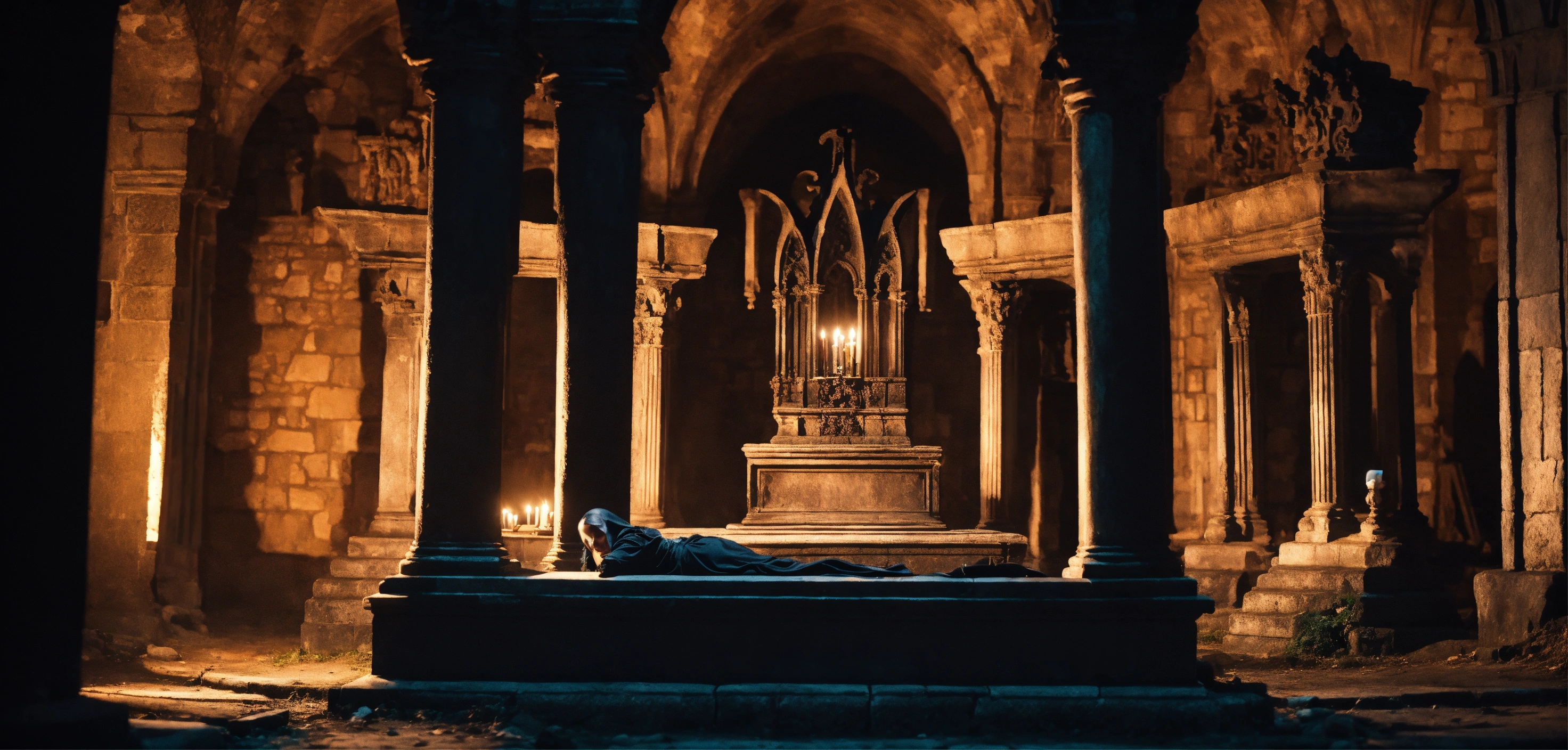 Lexica - Cinematic vampire underworld movie look, old gothic crypt by ...
