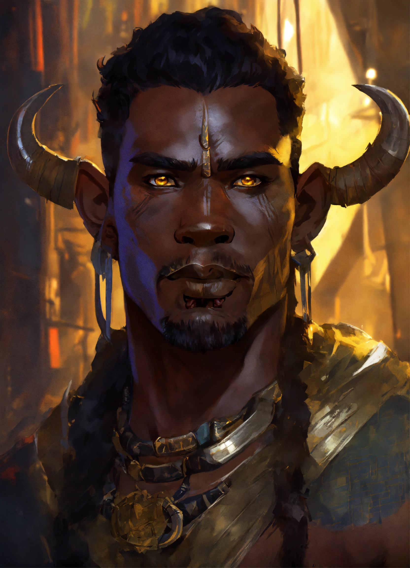 Lexica - Handsome thailandese dark skinned half orc with ((((tusks ...