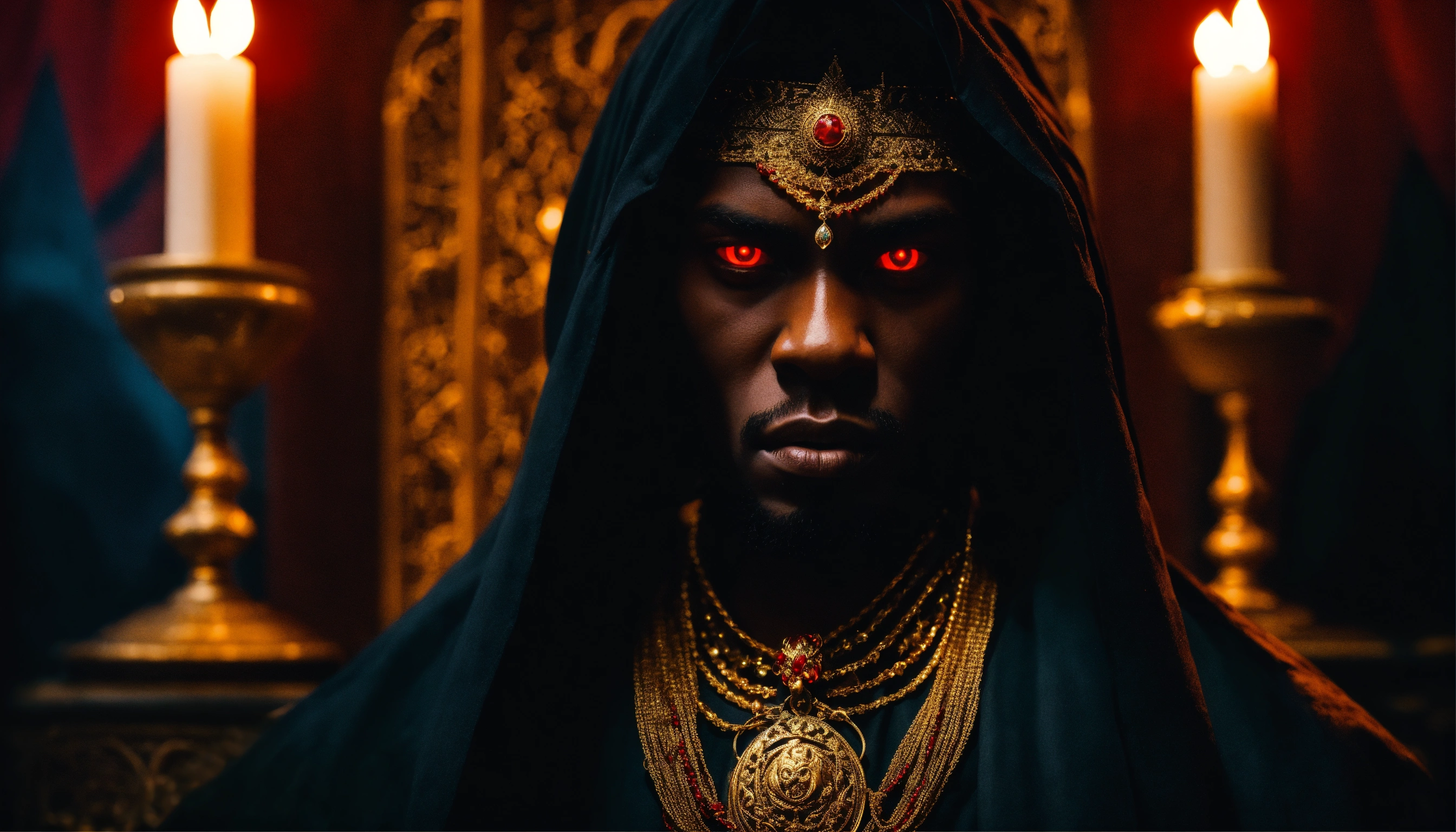 Lexica - Sinister and dramatic portrait of a young handsome African ...
