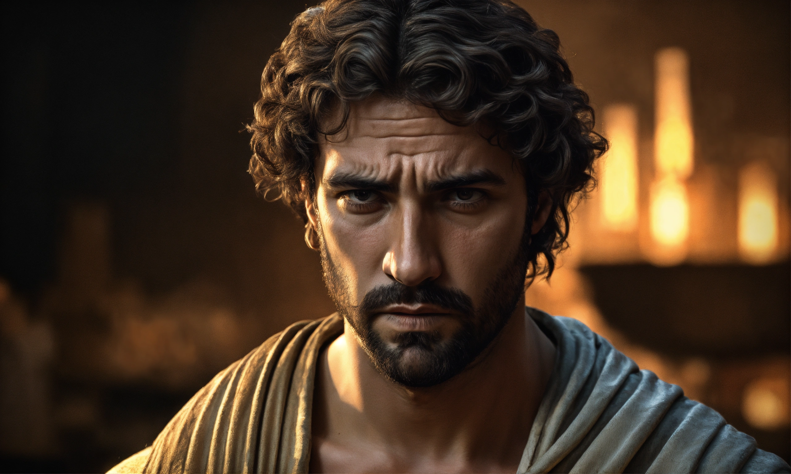 Lexica - Sad greek man, facing front, dark background, ancient greece ...