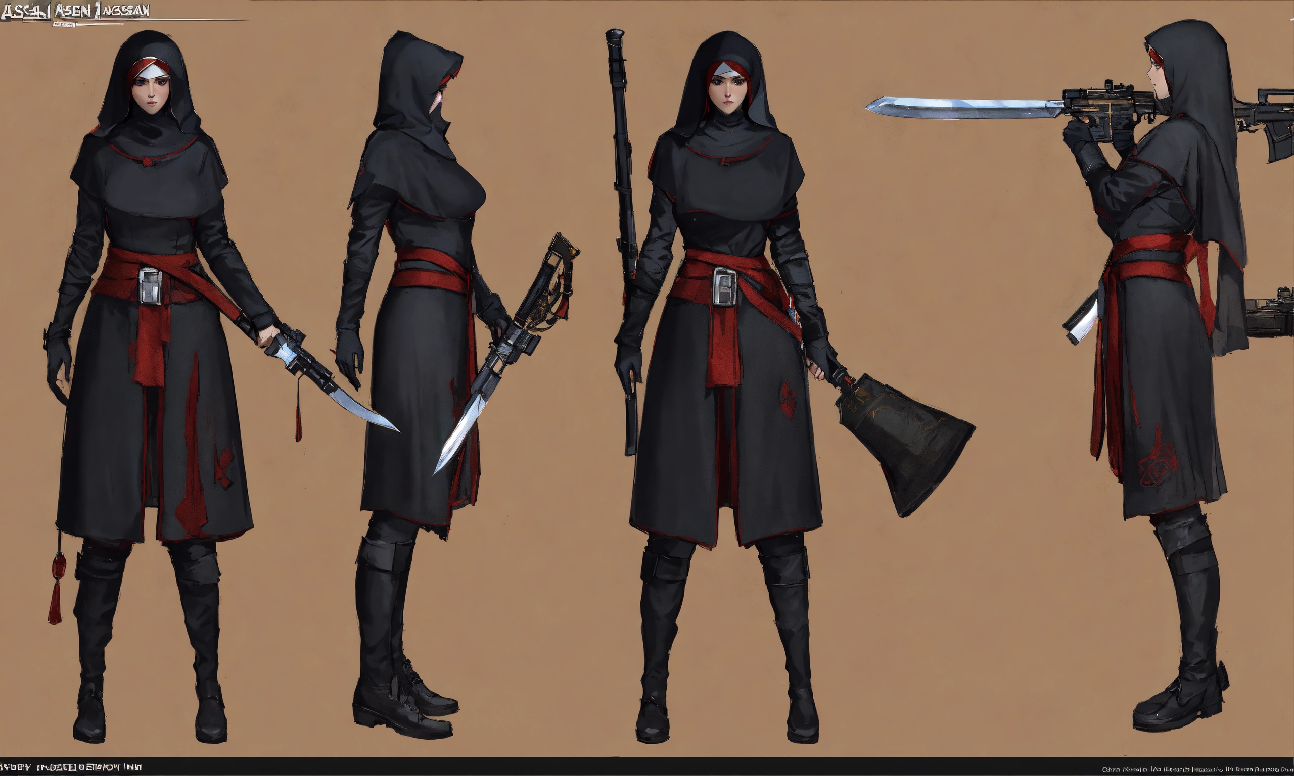 Lexica - Concept art of nun assassin,6 unique designs with unique ...