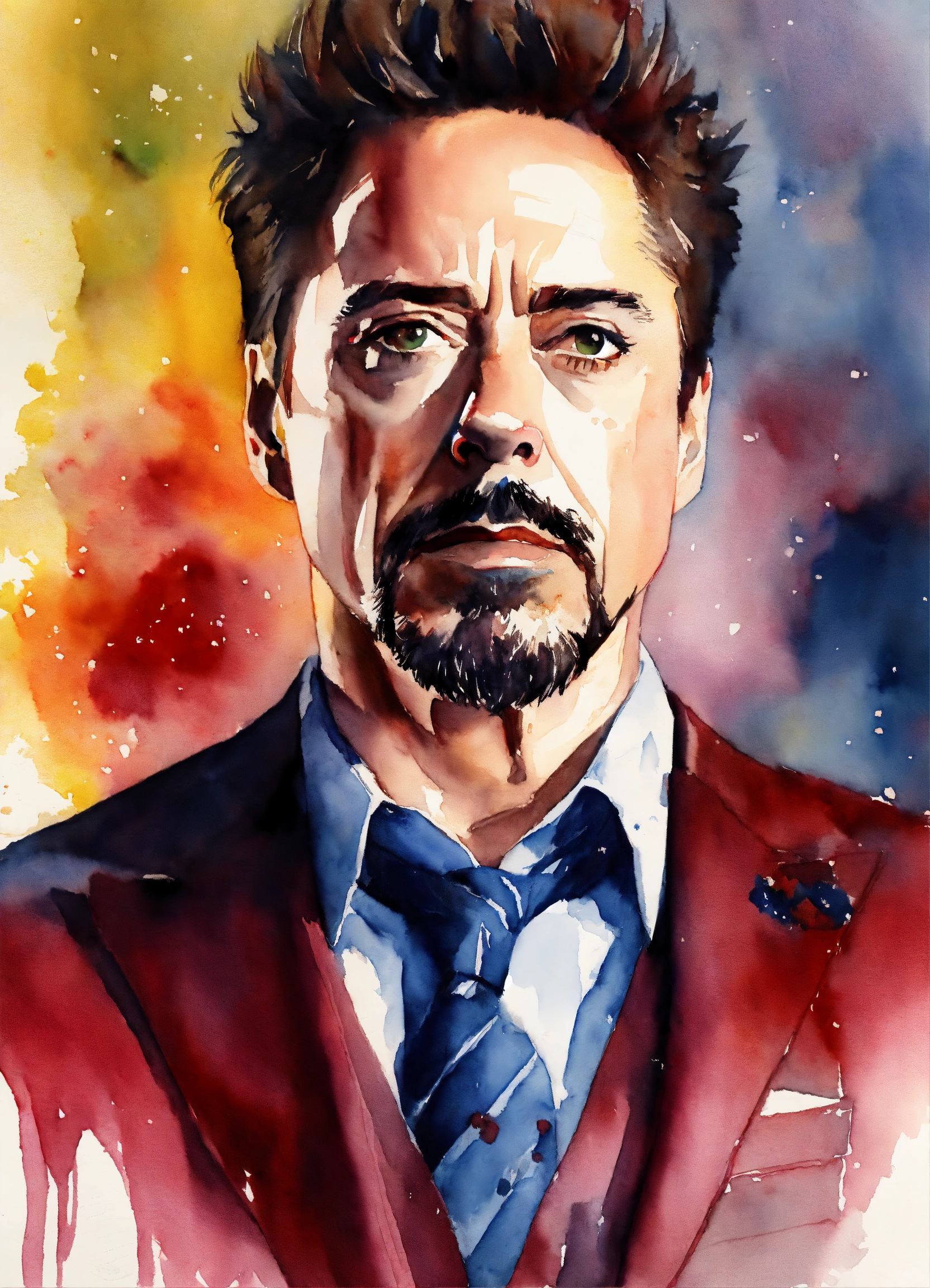 Lexica - Tony Stark Robert Downey Jr. watercolor