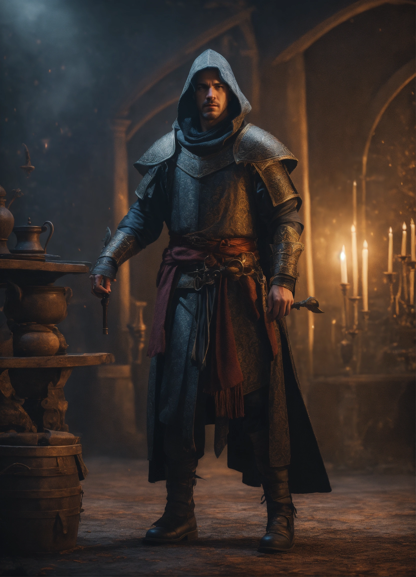 Lexica - A realistic full body portrait of a medival warlock, neutral ...