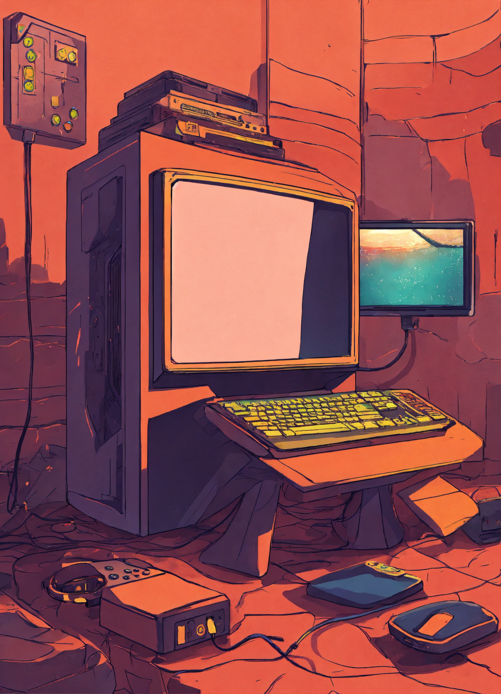Lexica - I would like a stylized illustration of a gaming PC with