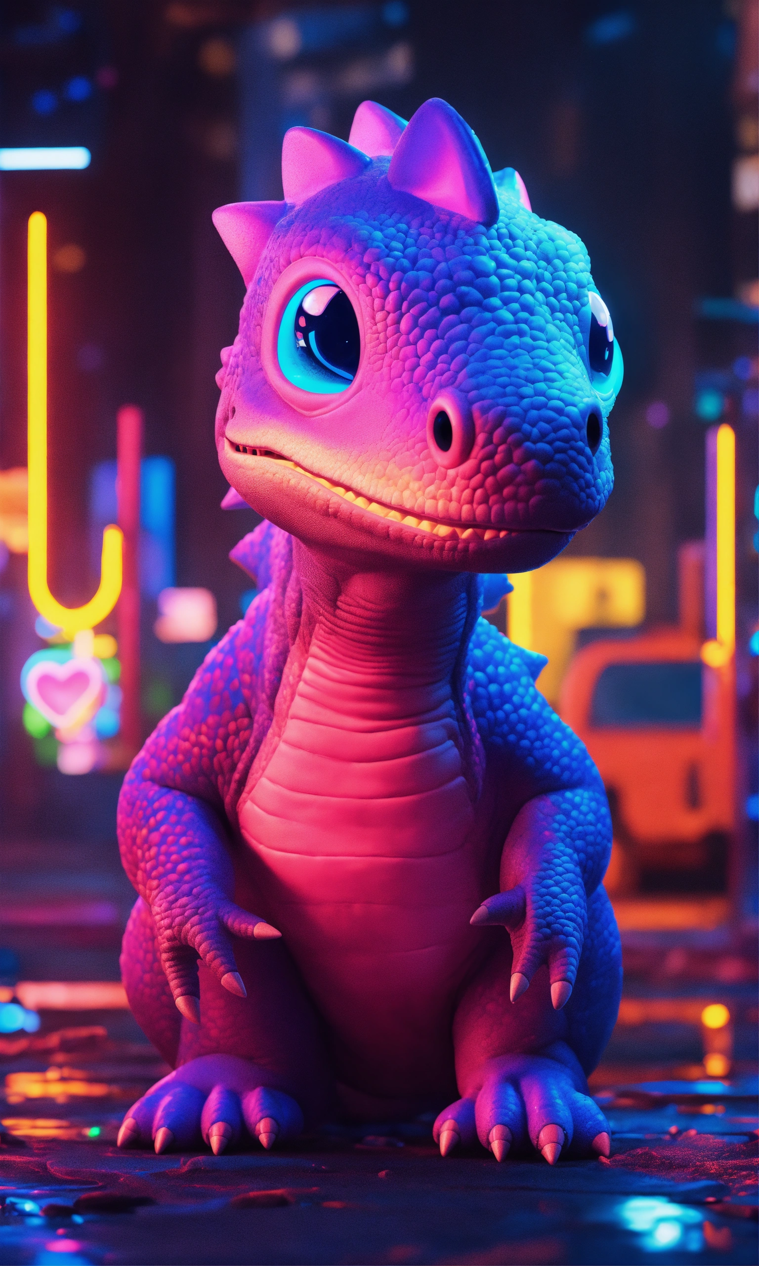 Lexica - Cute dino nft NEON IŞIKLI 4K 8K