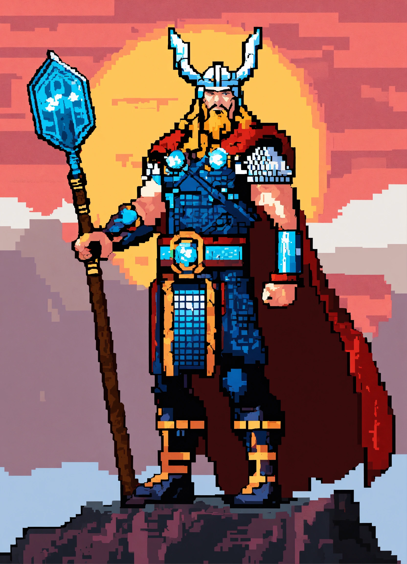Lexica - Norse god thor, pixel art