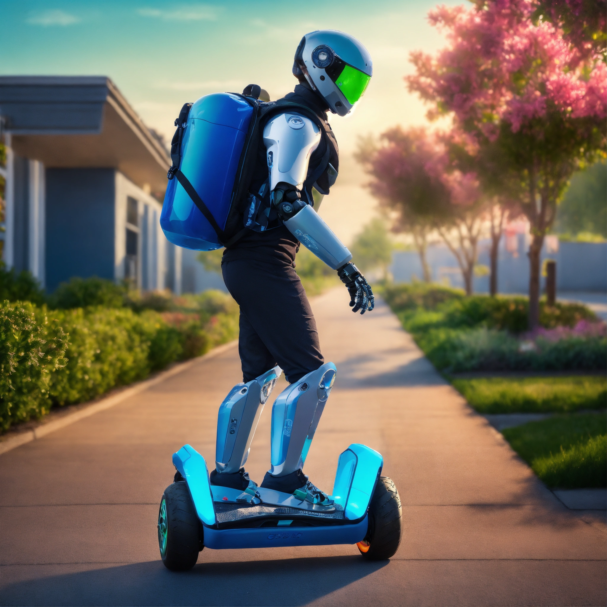 Lexica - A passionate male robot riding on Hoverboard, realistic man ...