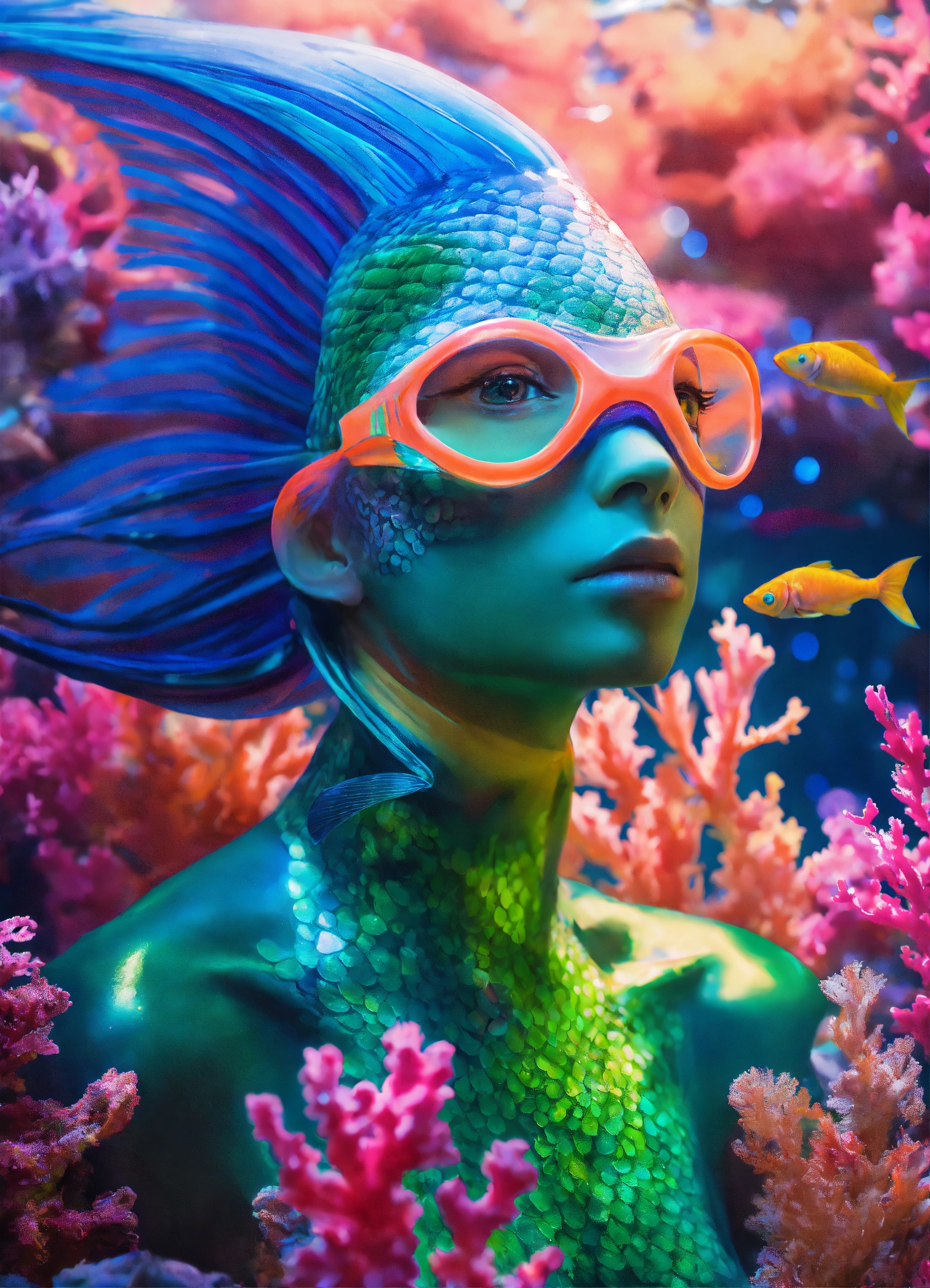 Lexica - Fantasy Portrait of an anthropomorphic fish, shimmery skin ...