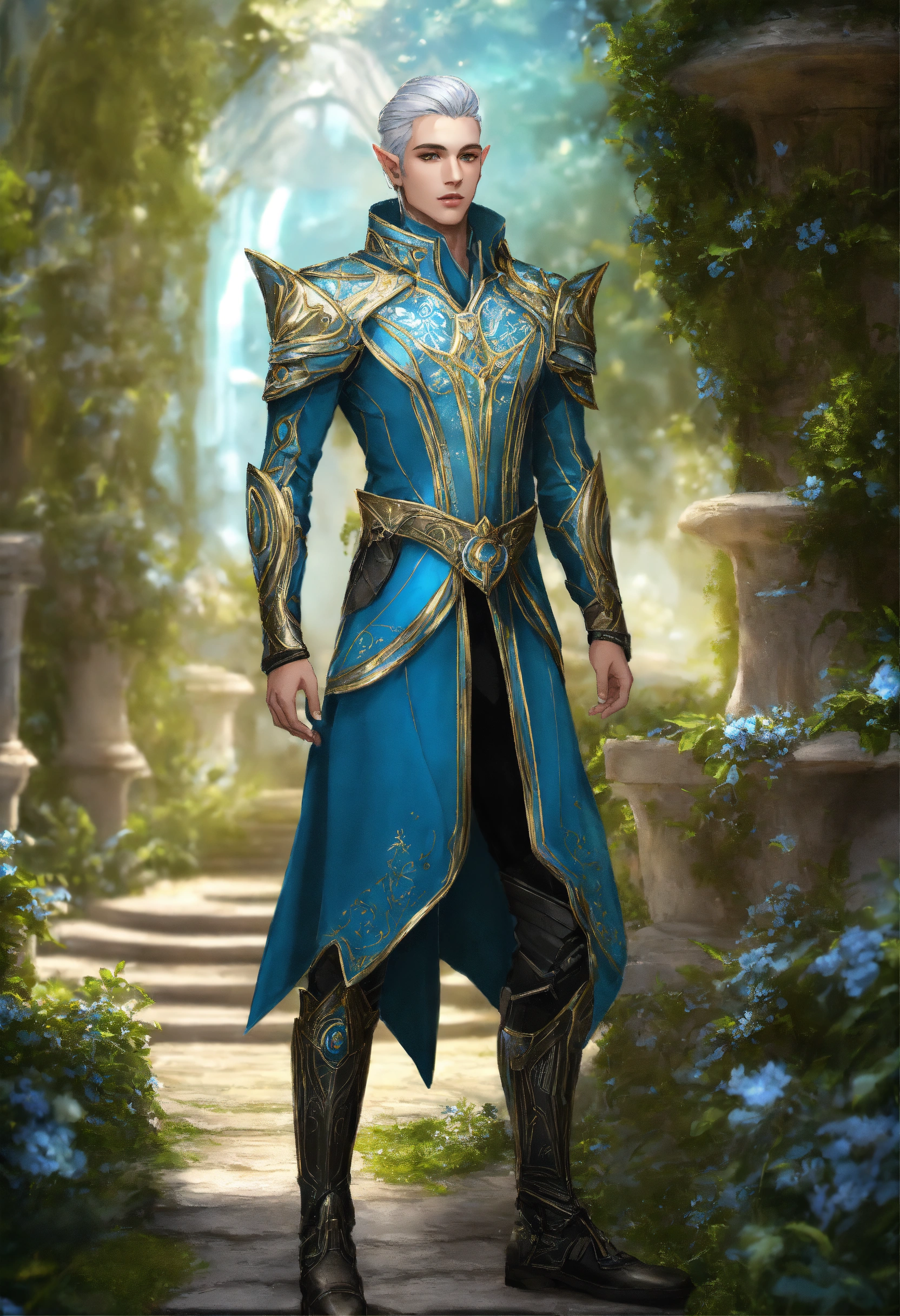 Lexica - Drawing of an elf, royalty, sci fi, cybernetic, black and ...