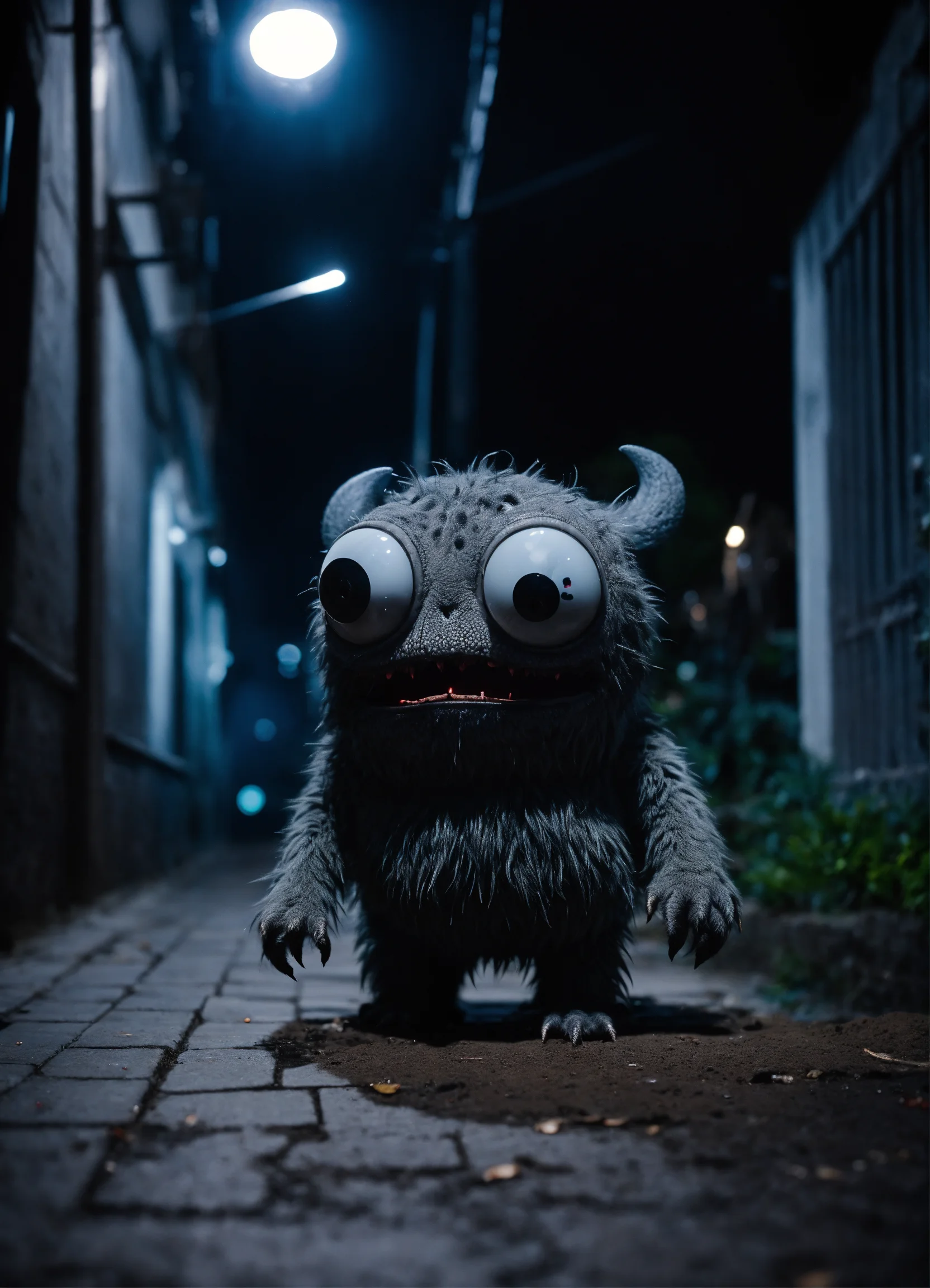 Lexica - Very cute, realistic grey monster whit many eyes standing in ...