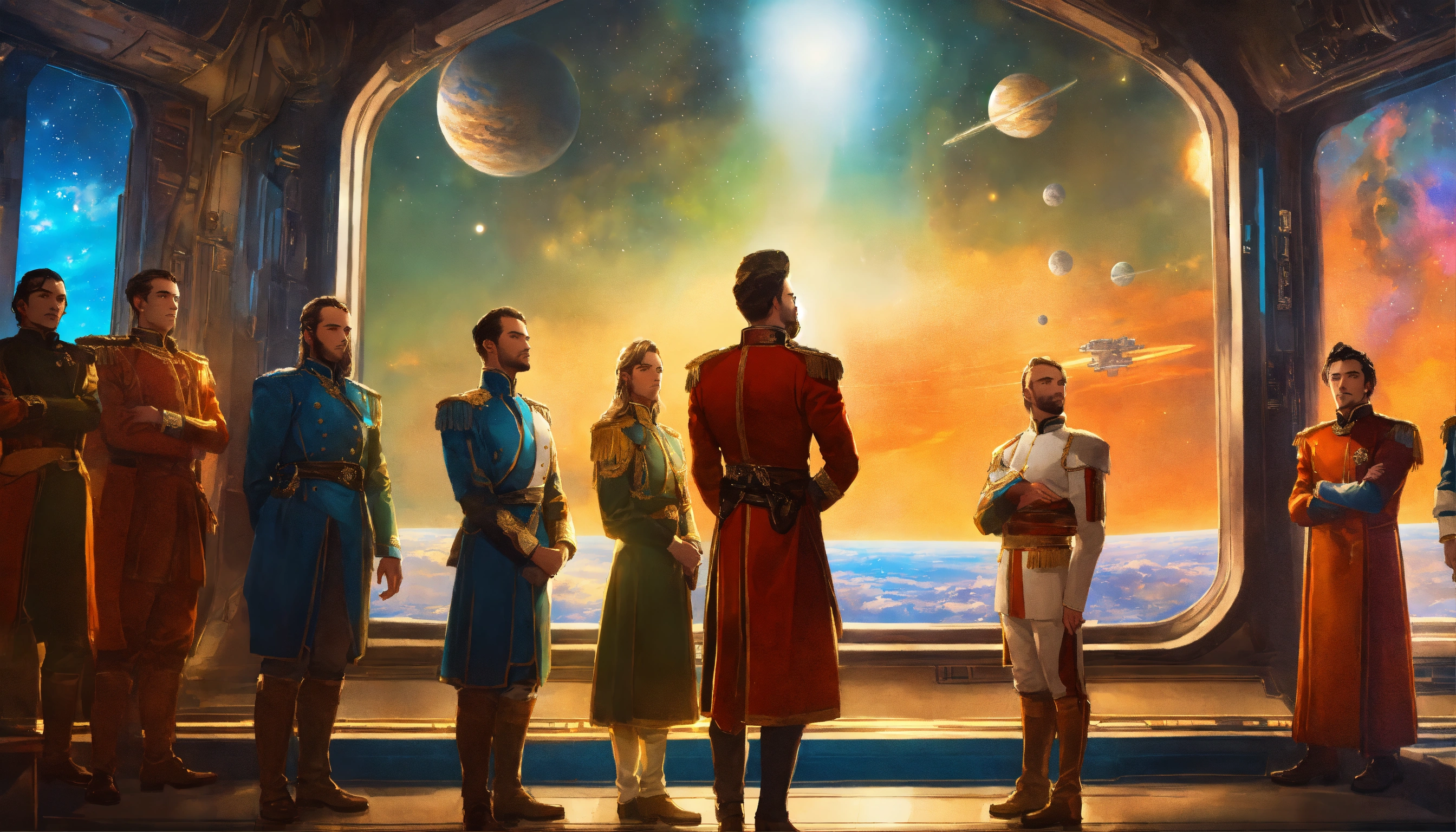 Lexica - High nobles in splendid uniforms of different colours standing ...