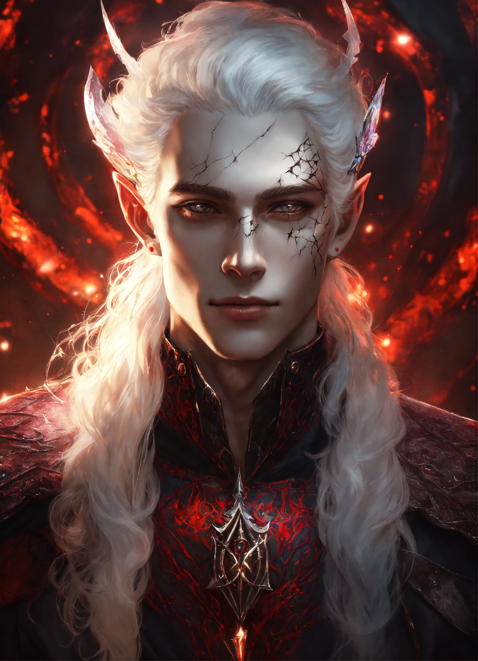 Lexica - Fantasy portrait of a sickly pale-skinned male elf sorcerer ...