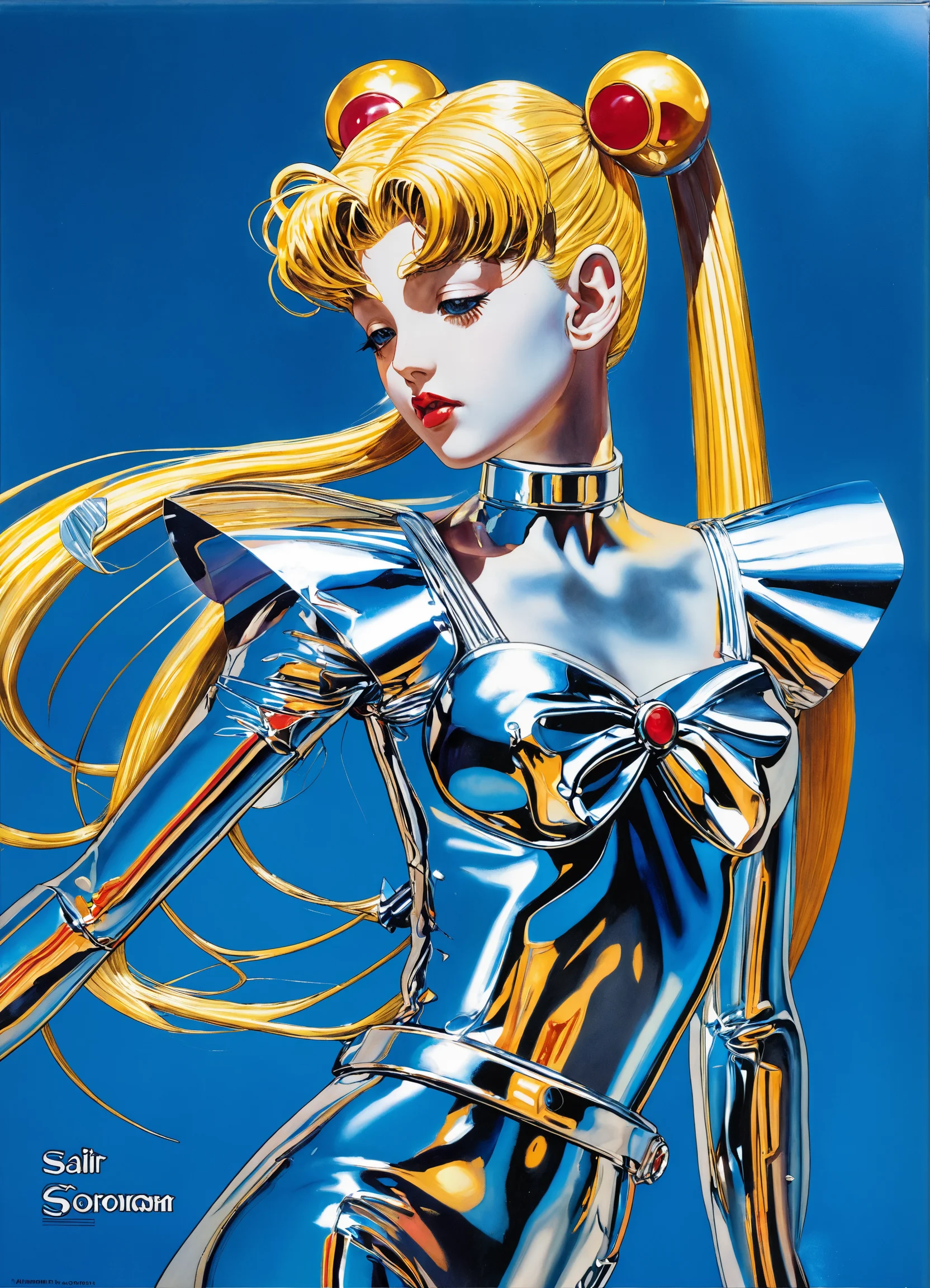 Lexica - Sailor moon,by Hajime Sorayama,chrome suit,vibrant blue ...