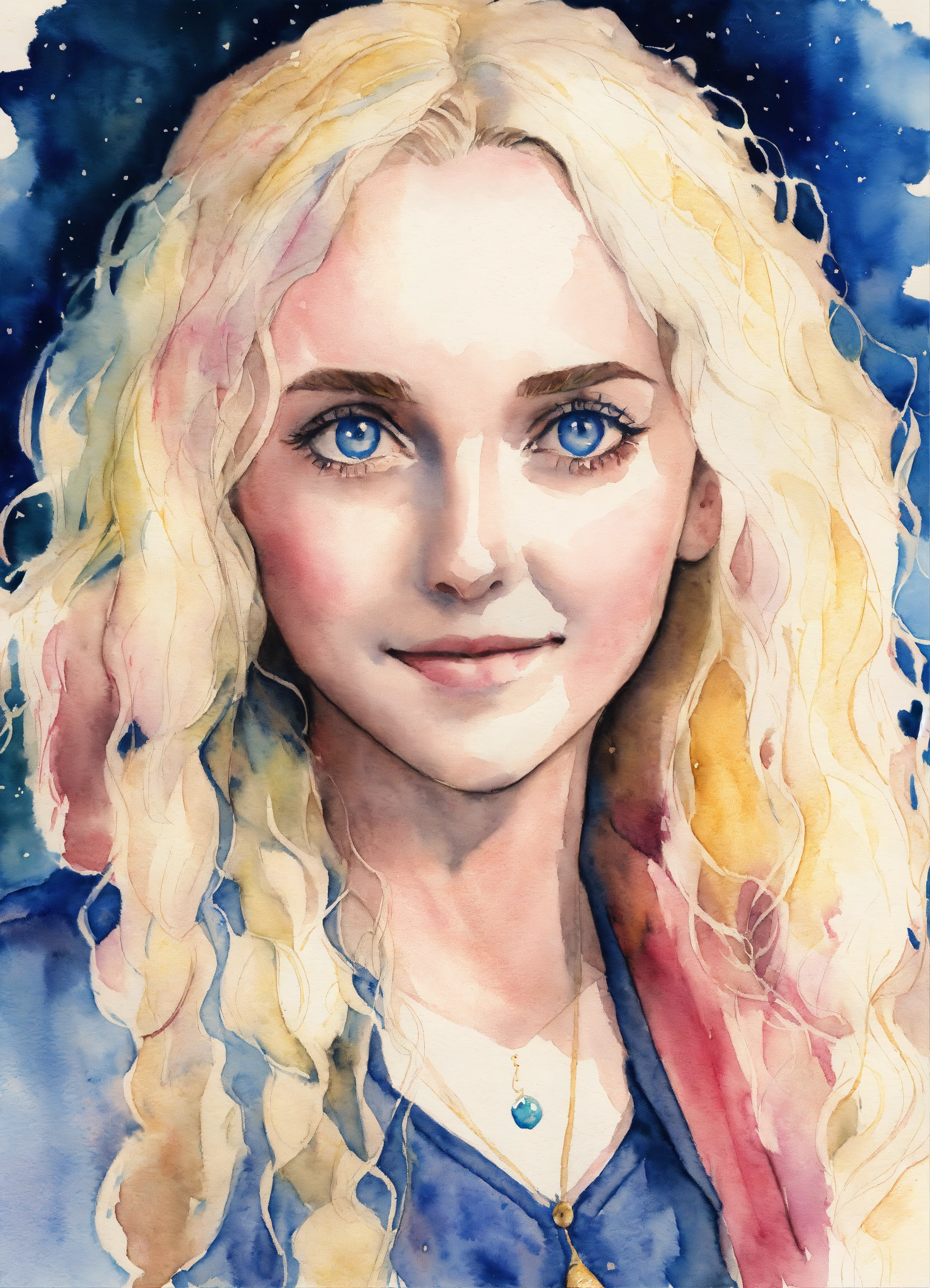 Lexica - Luna Lovegood watercolor drawing