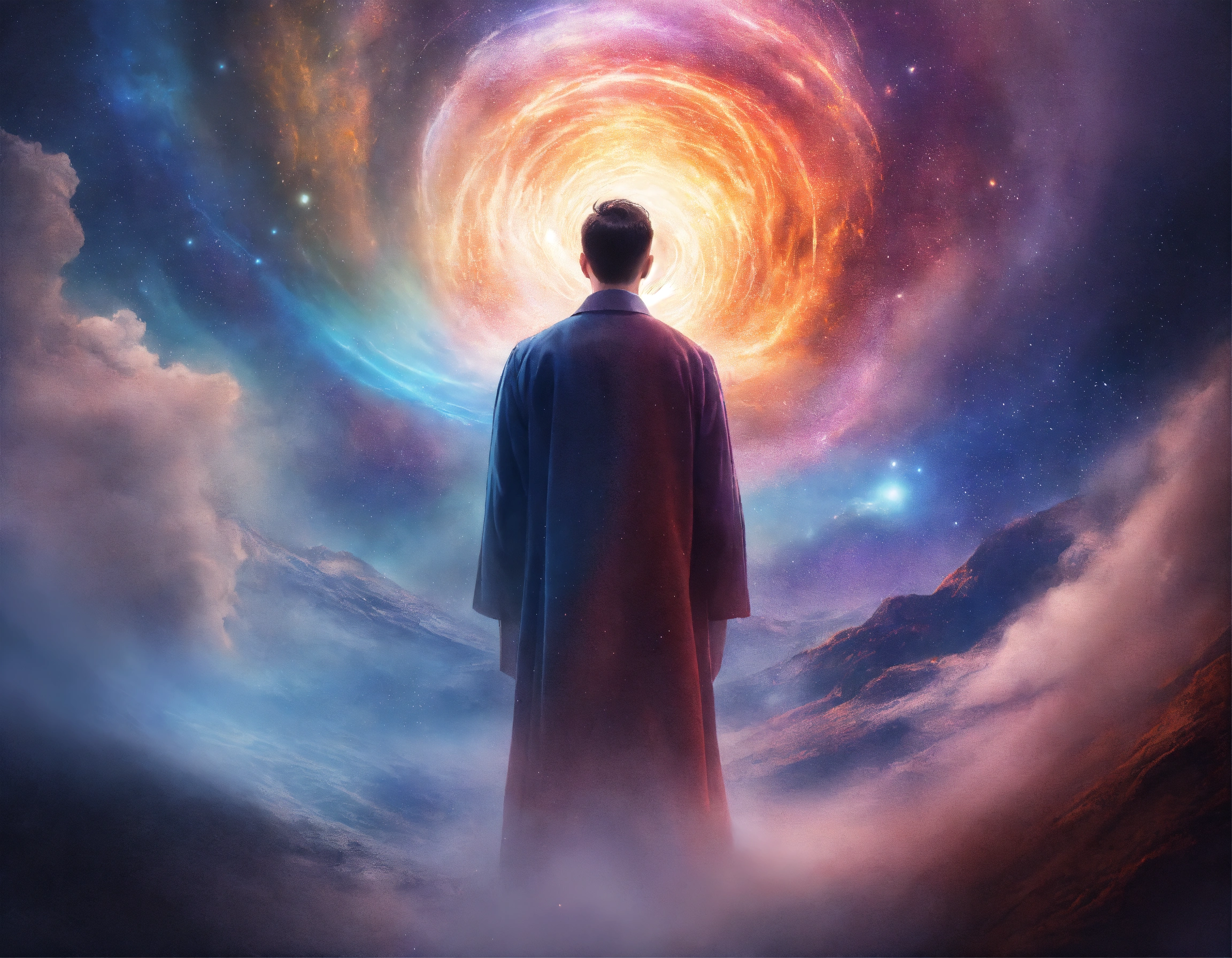 Lexica - Create an image of a man being transformed into a dimension ...