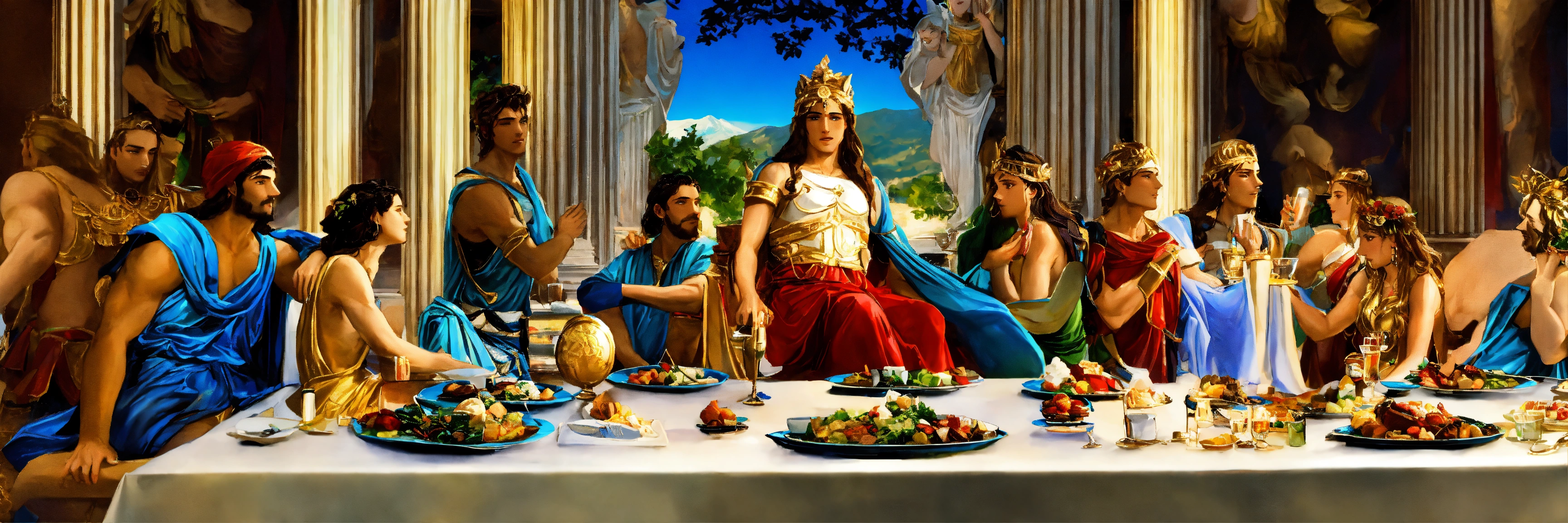 Lexica - All of The Greek Goddesses and Gods having a banquet.