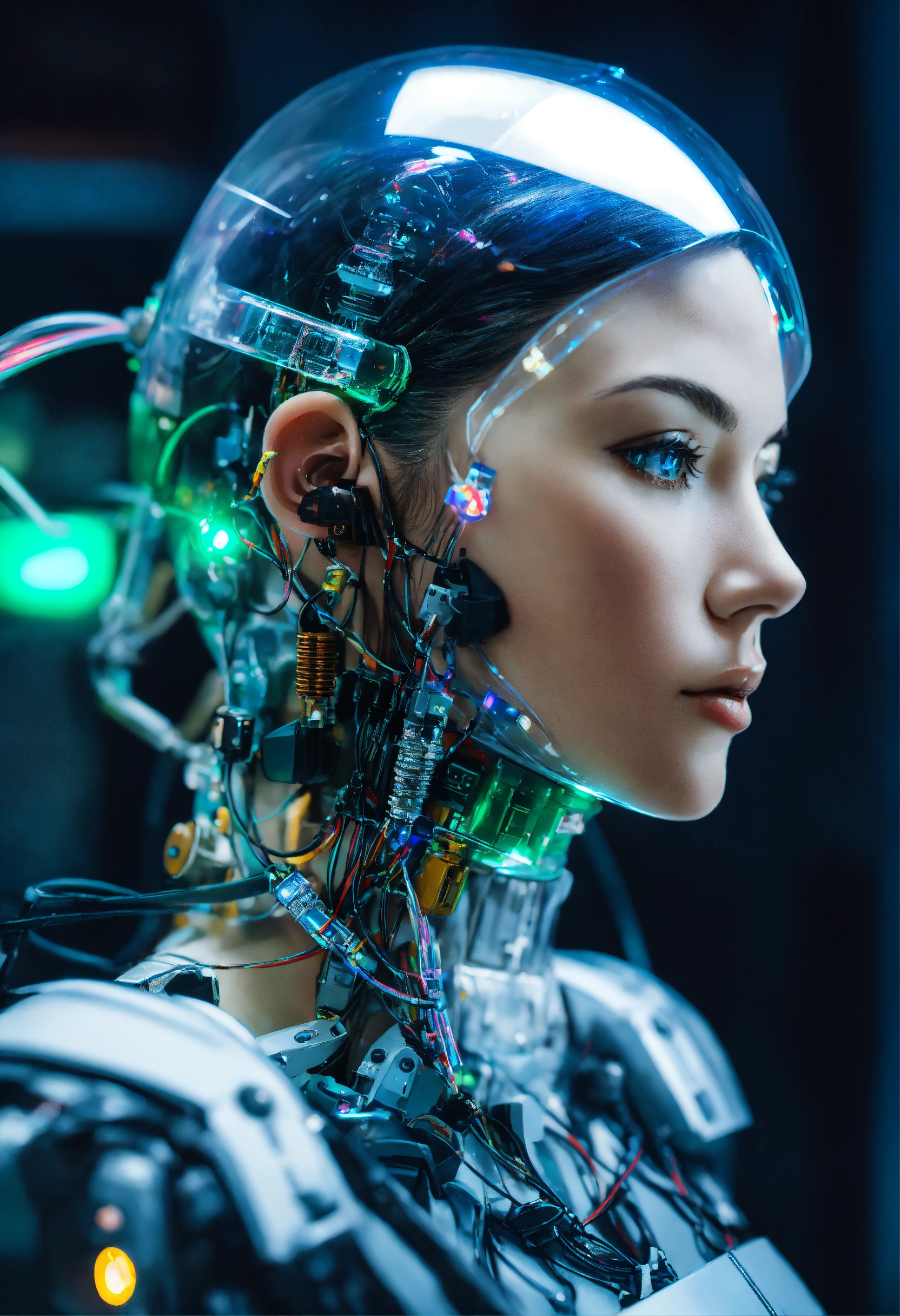 Lexica - Portrait photography, a cyborg astronaut woman head without ...