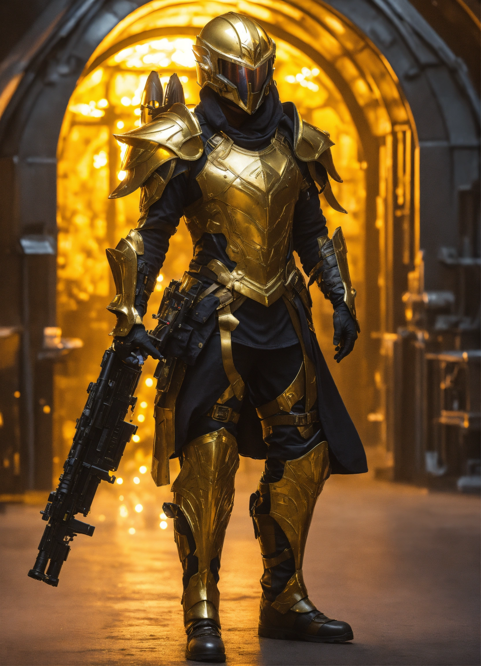 Lexica - Full body of a high elf sci fi soldier wearing heavy sci fi ...