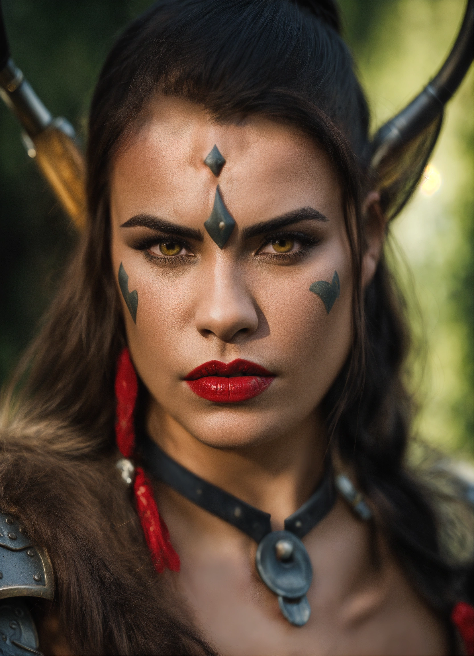 Lexica - Photo quality portrait of female half-orc barbarian warrior ...