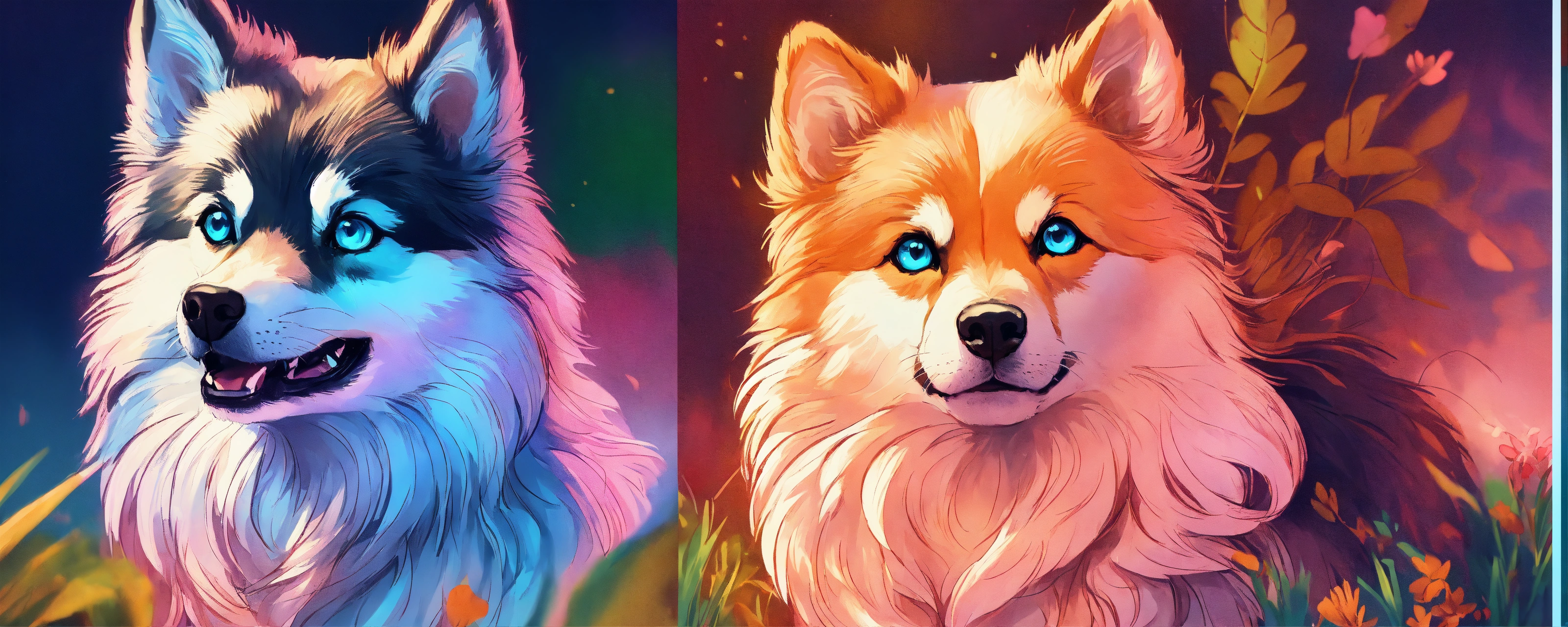 Lexica - A full body image of a pomsky black and white with long hair ...