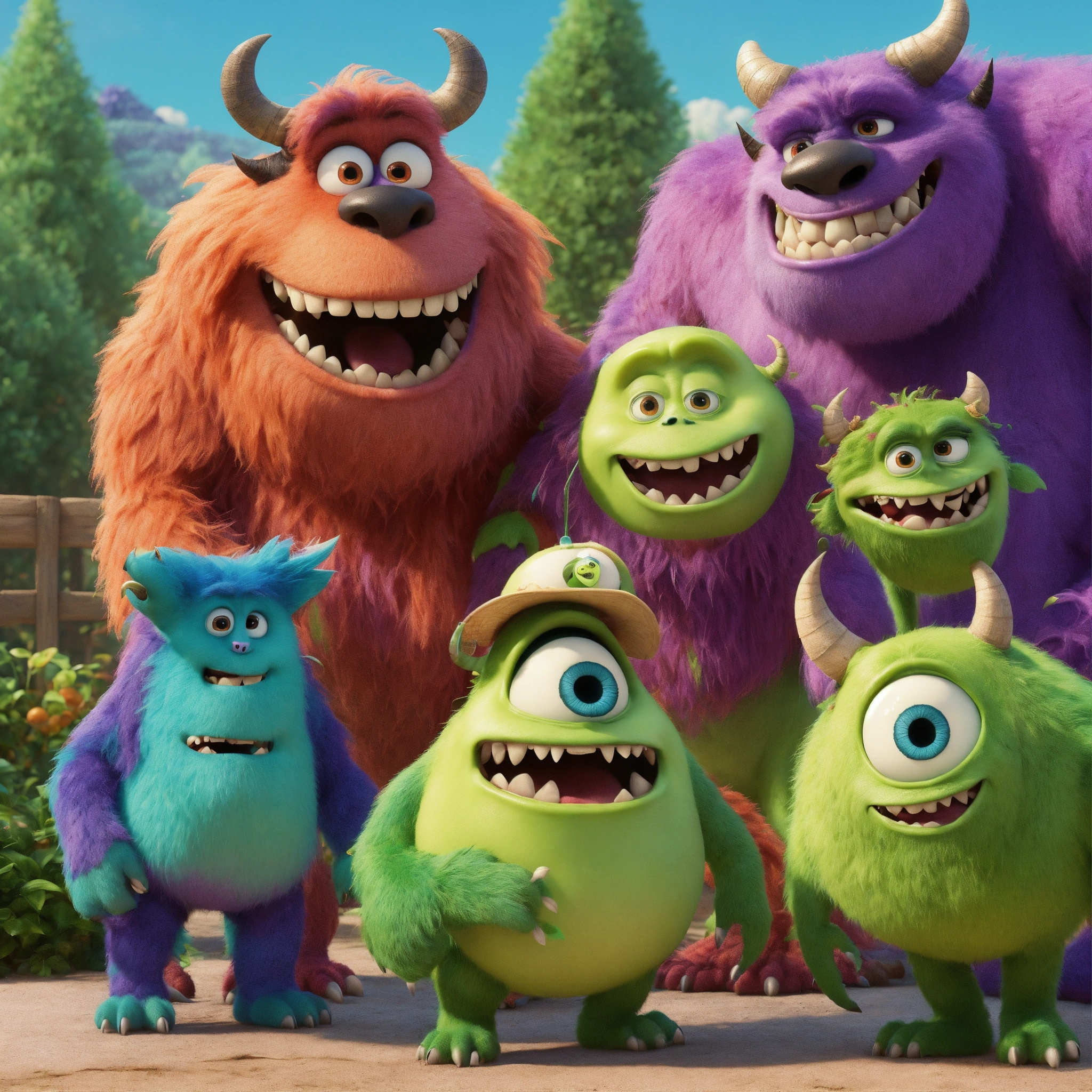 Lexica - Create 3D-rendered group of monsters, big and small, that are ...