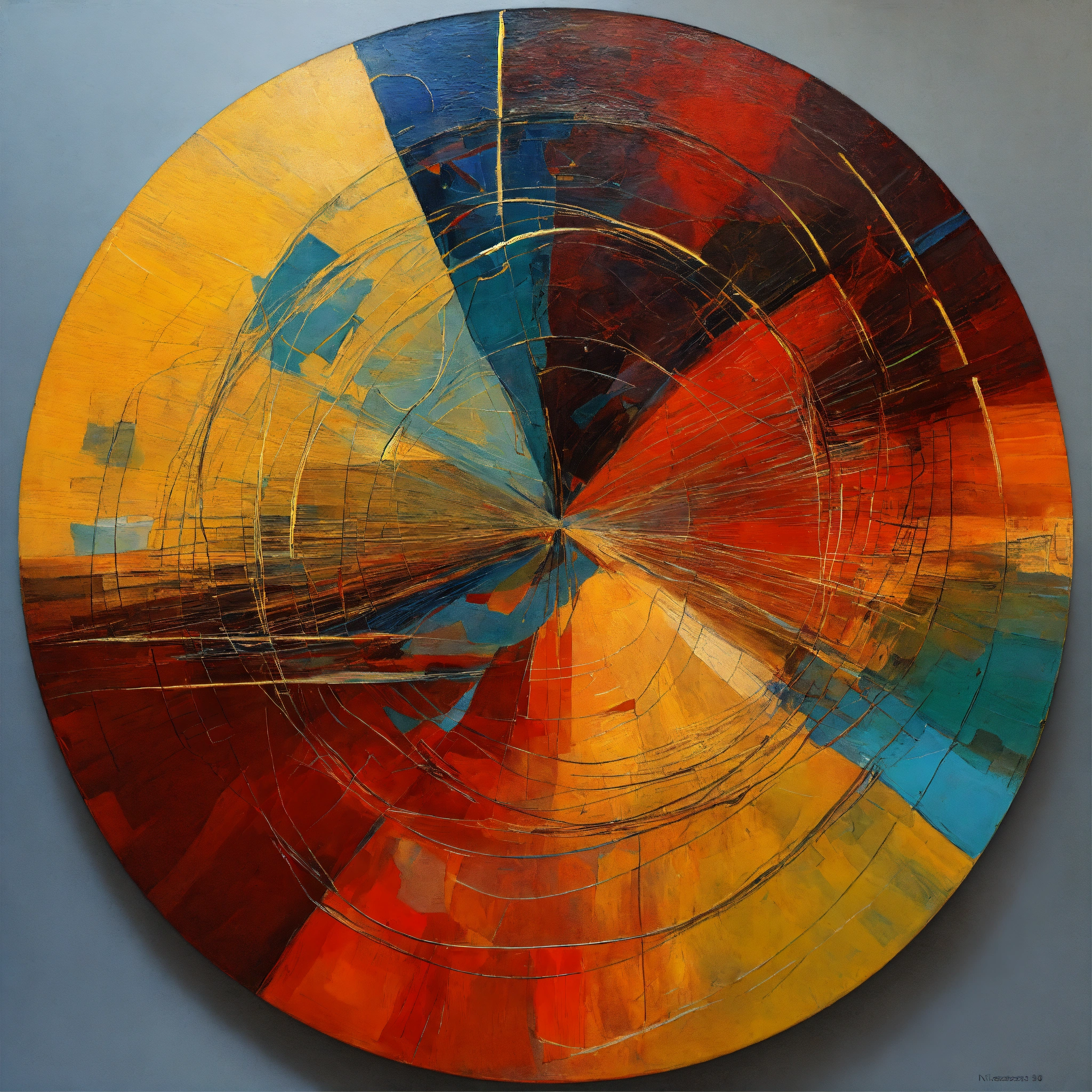 Lexica - Abstract line art, circle, oil painting, transparent, in style ...