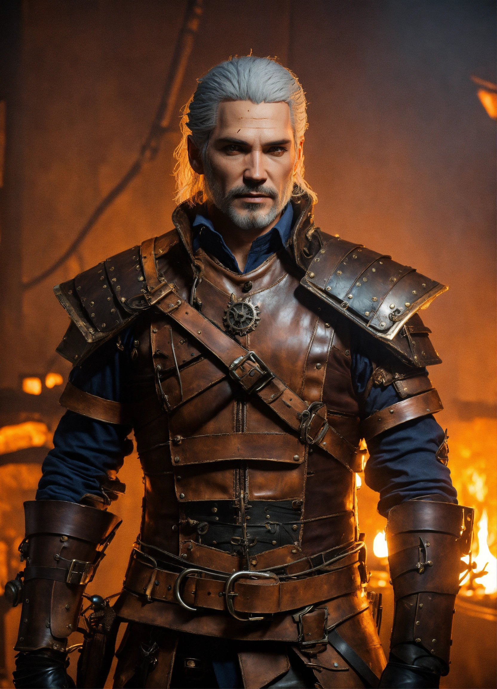 Lexica - Male steampunk witcher wearing leather armor