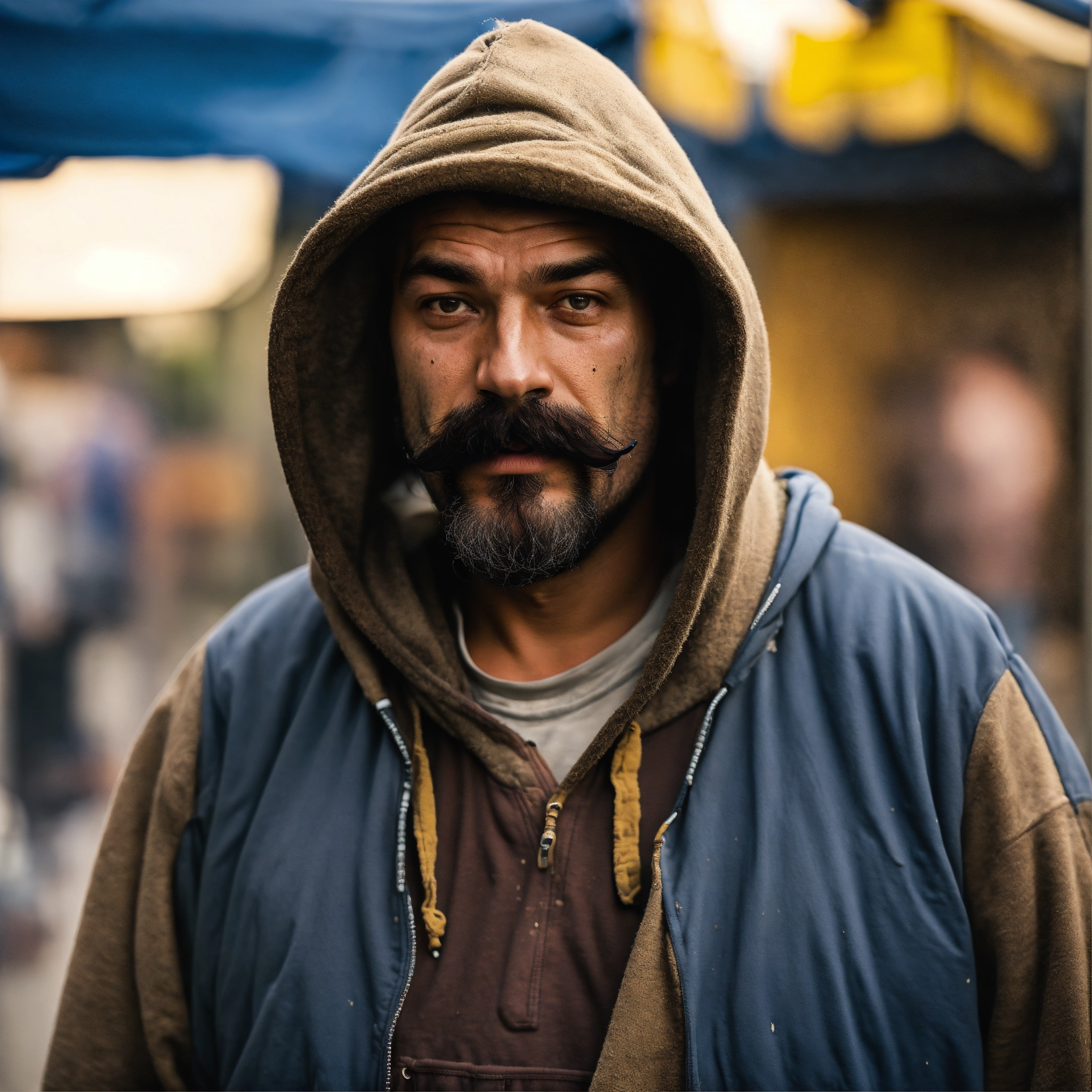 Lexica - A HUGE HOMELESS MAN WITH A MUSTACHE & GOATEE WEARING DIRTY ...