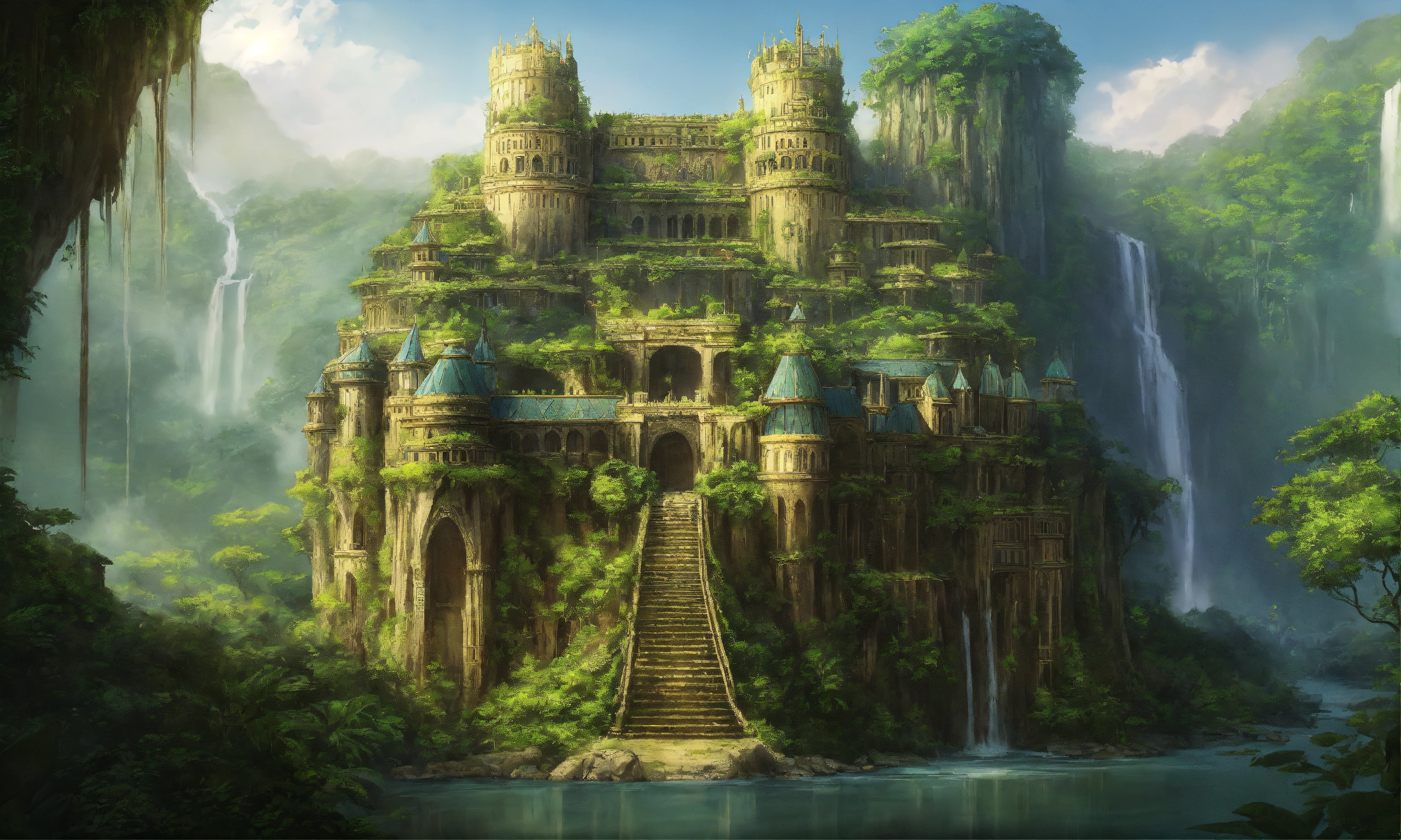 Lexica - Drawing of an elegant high elf palace surrounded by a fortress ...