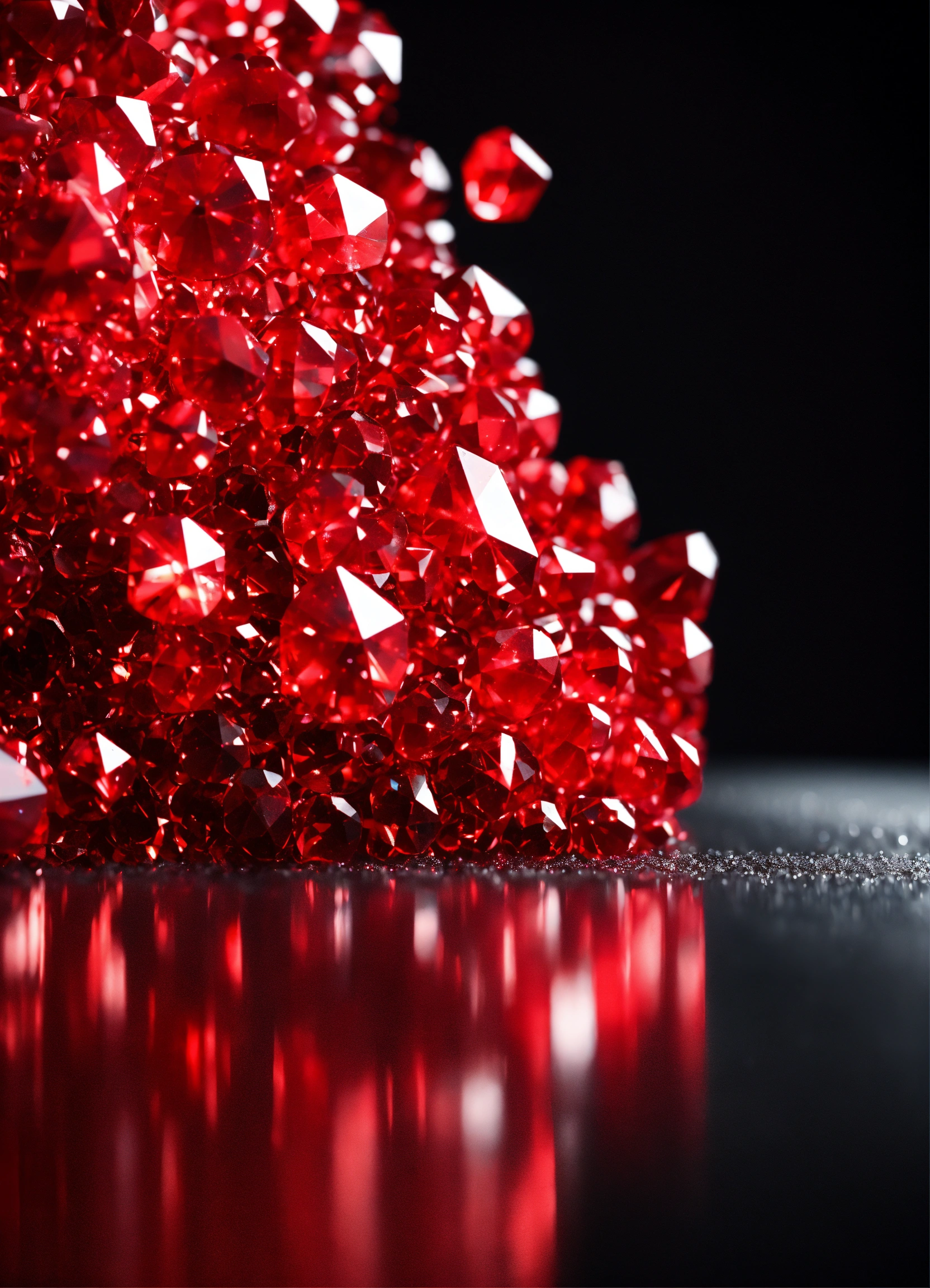 Lexica - Hyper realistic red opaque sparkling crystals in air with ...