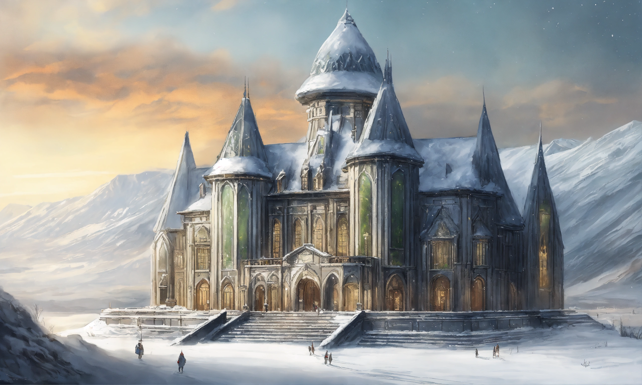 Lexica - Drawing of a fully shown elegant vast high elf sci fi palace ...