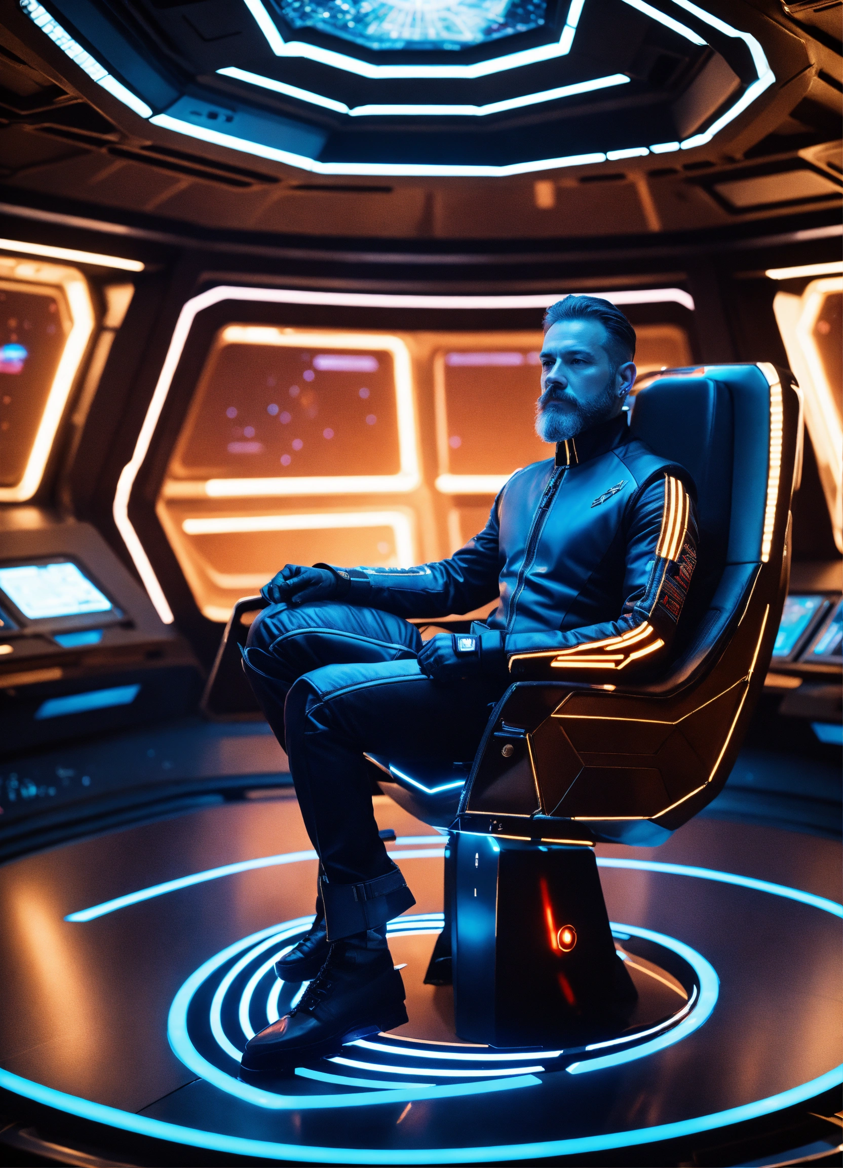 Lexica - 50 year old masculine star commander with trim beard is ...