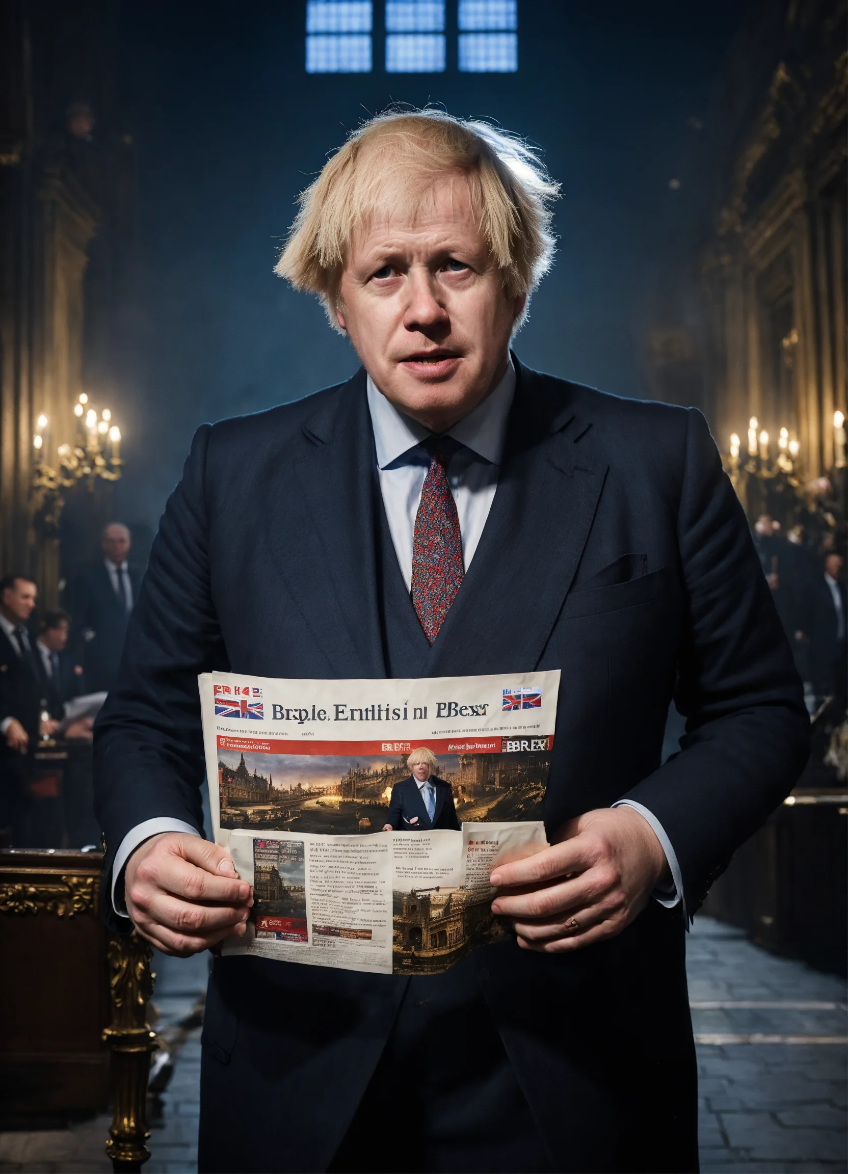 Lexica - Boris Johnson with typical englisch ruler clothes in Front of ...
