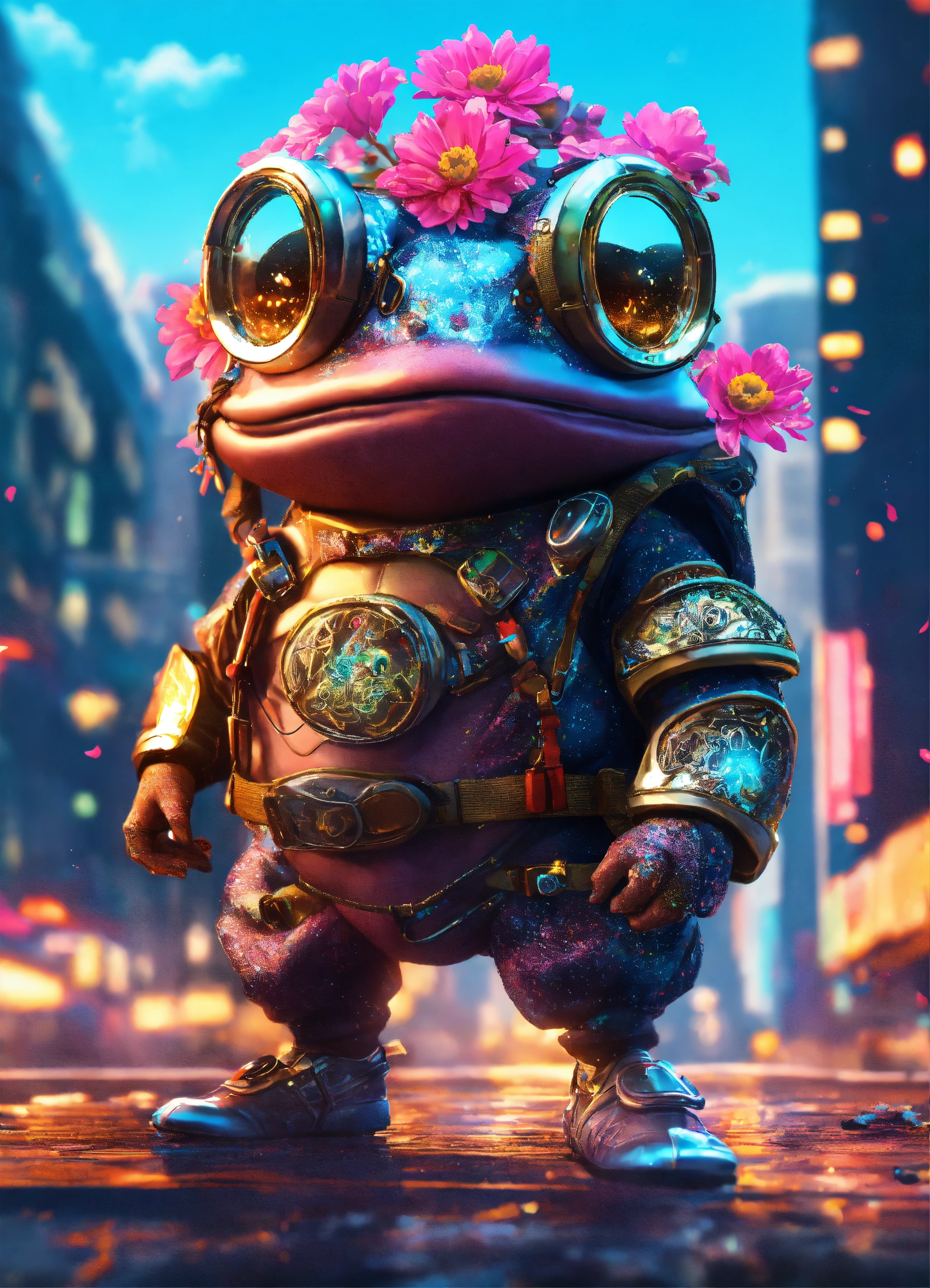 Lexica - A diamond metal toad as a ninja in a milk slice of life anime ...